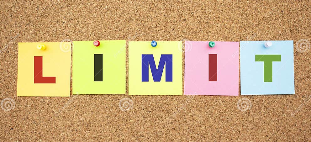 Color Notes with Letters Pinned on a Board. Word LIMIT Stock Photo ...