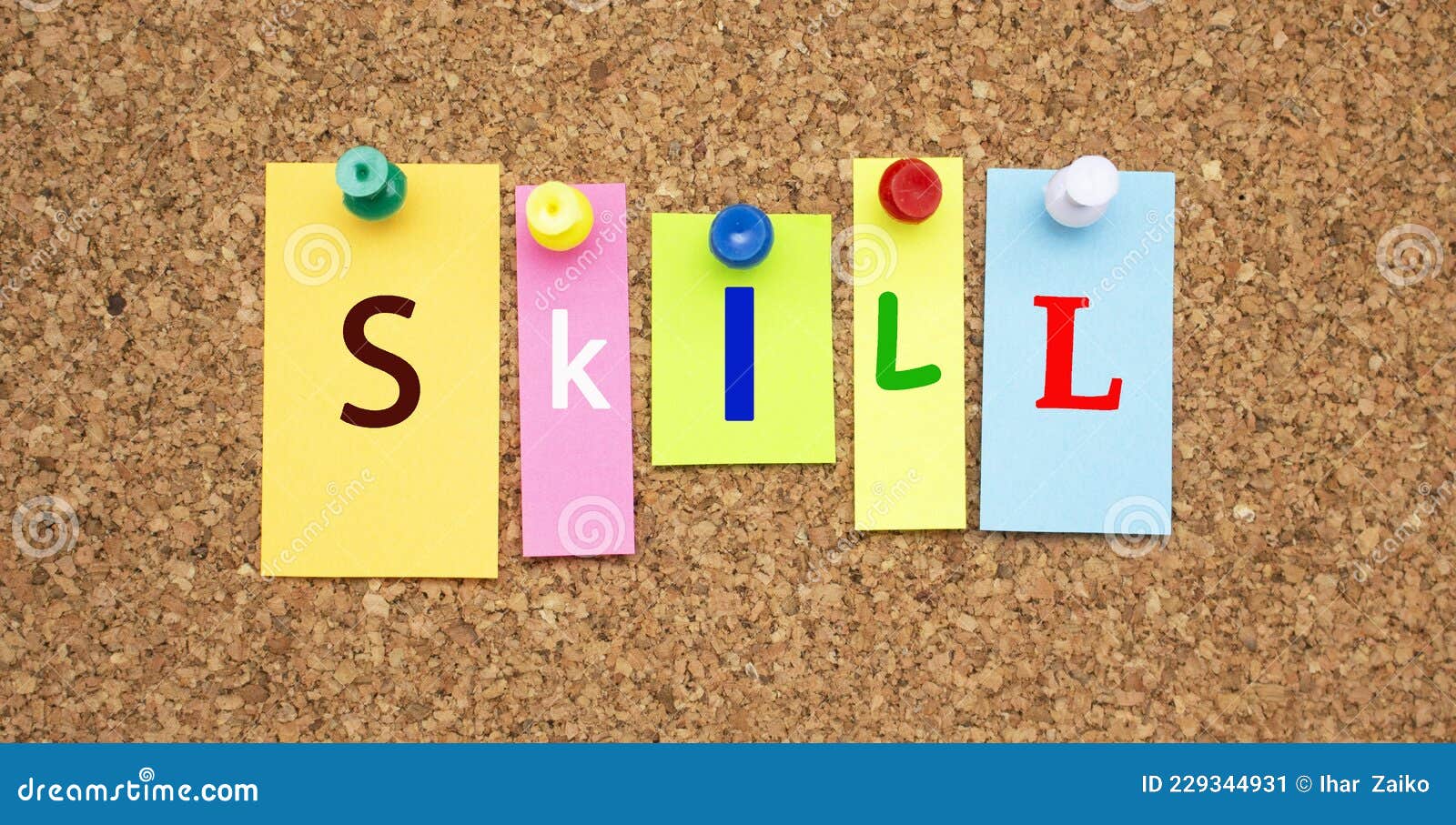 Color Notes with Letters Pinned on a Board. Word SKILL Stock Image ...