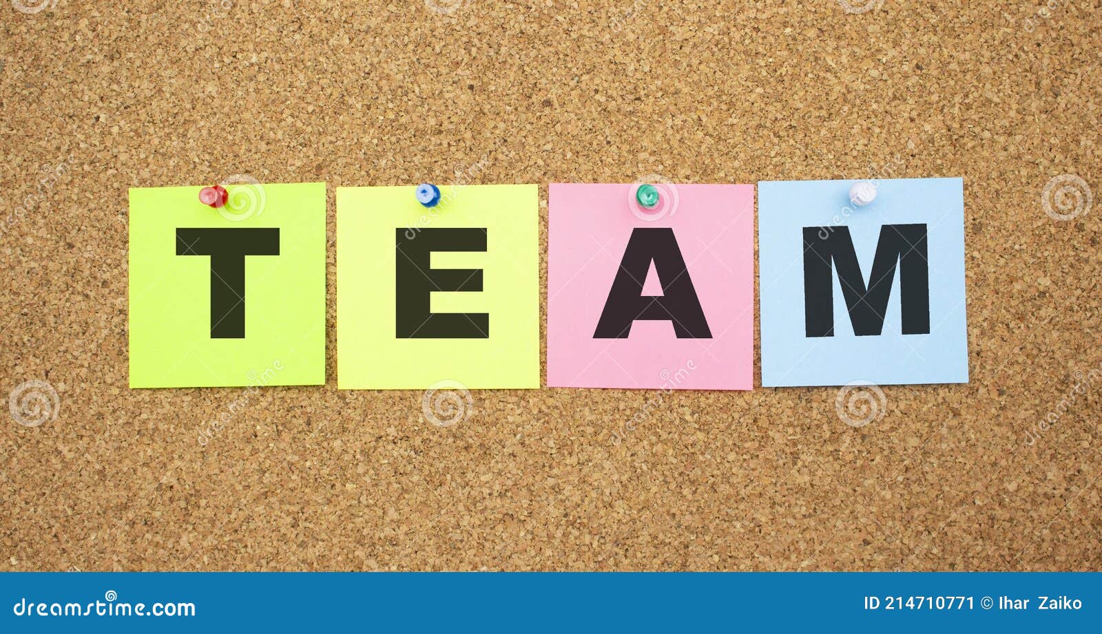 Color Notes with Letters Pinned on a Board. Word TEAM Stock Image ...