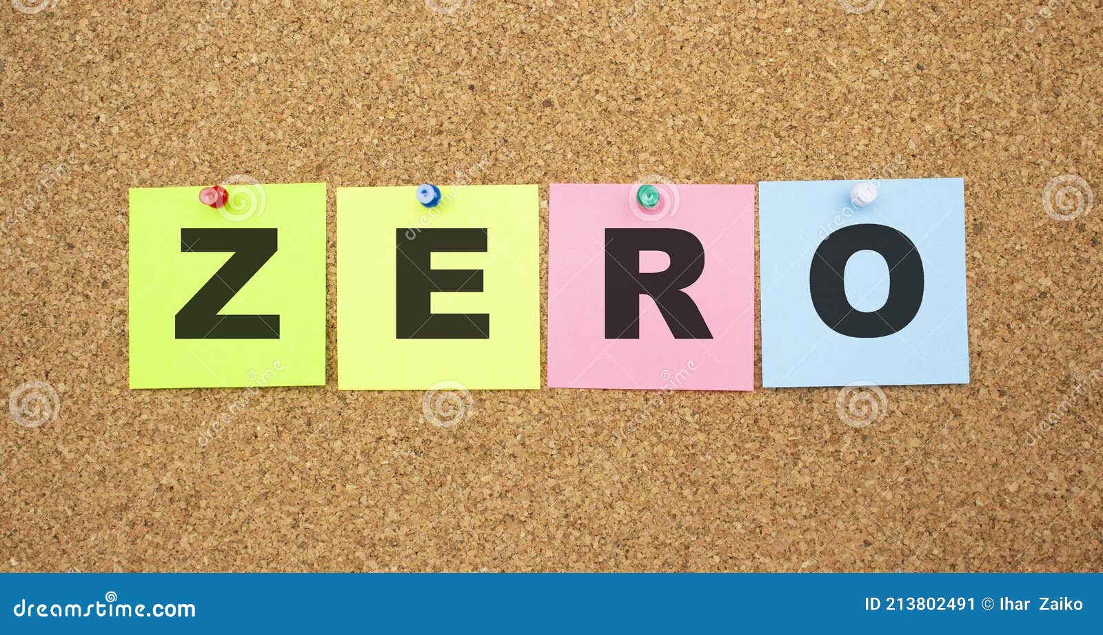 Color Notes with Letters Pinned on a Board. Word ZERO Stock Image ...