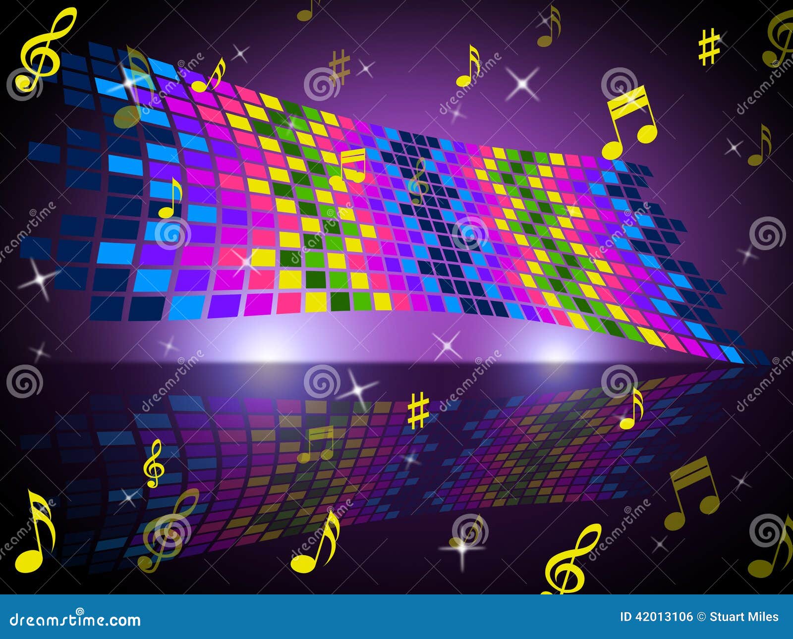 Color Notes Shows Treble Clef and Artistic Stock Illustration ...