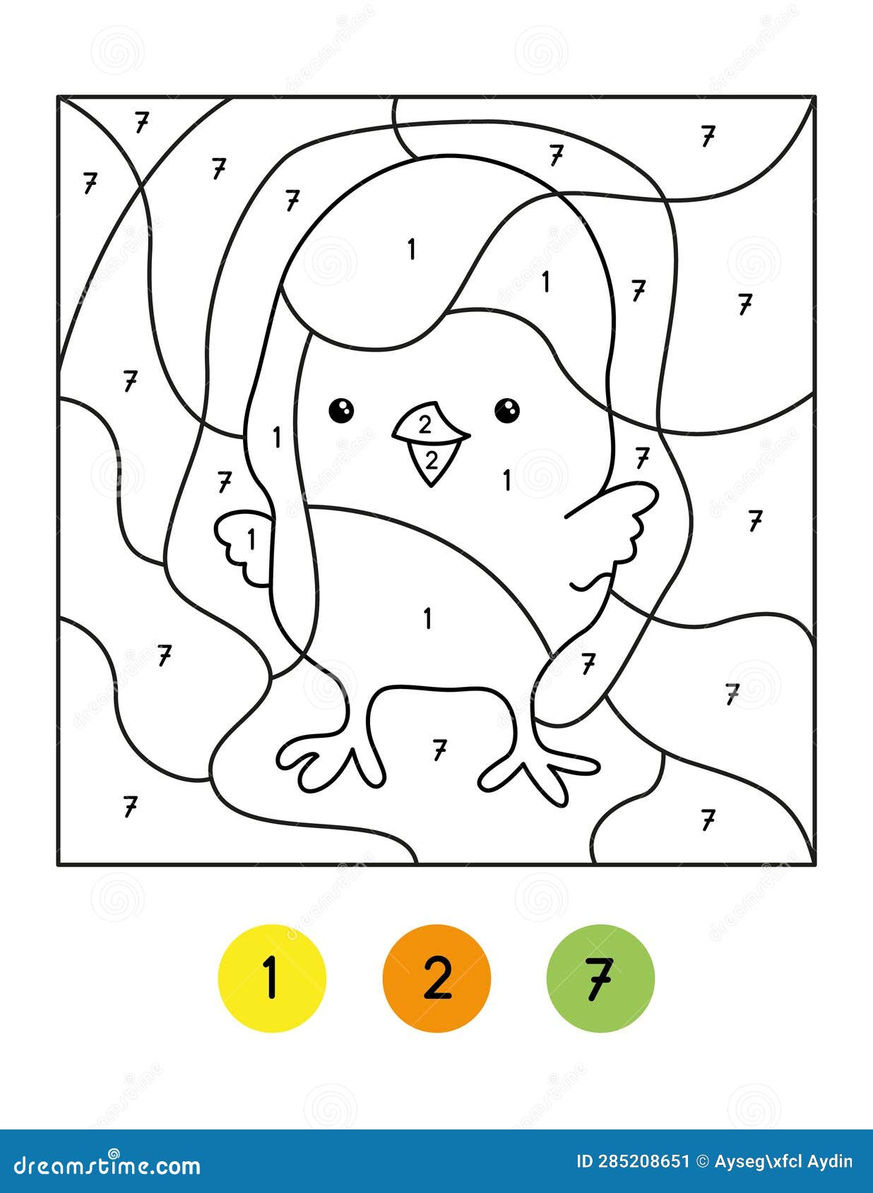 Kids Coloring Page: Color by Number Printable Coloring Page Stock ...