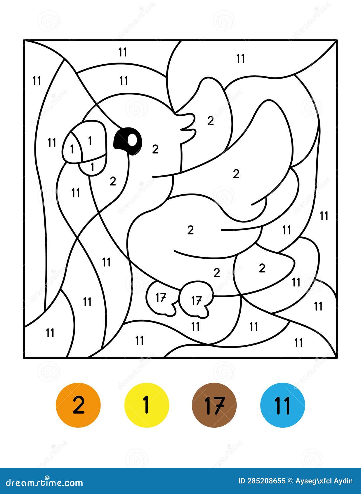 Kids Coloring Page: Color by Number Printable Coloring Page Stock ...