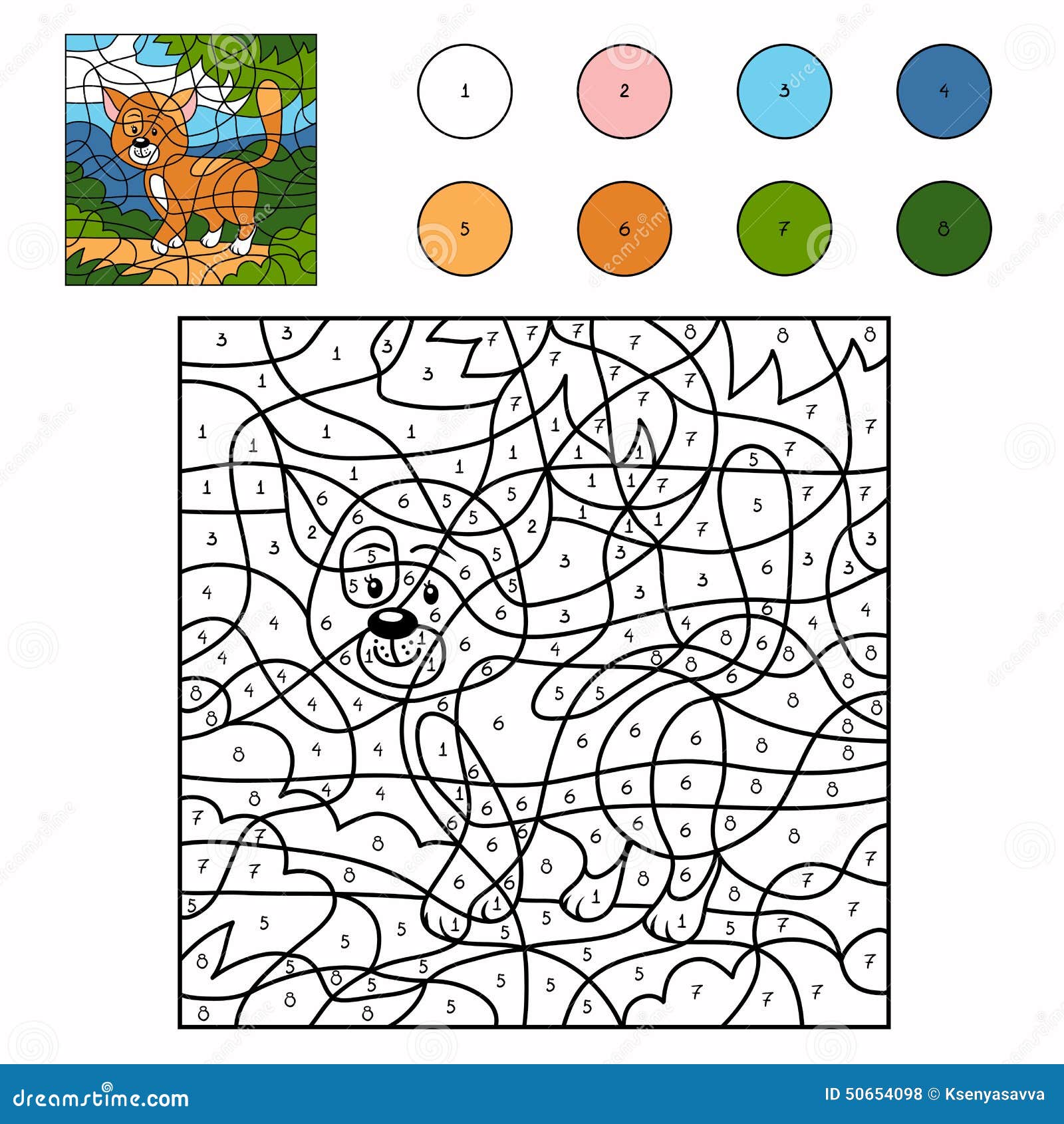 Color by number (cat) stock vector. Illustration of amusing - 50654098