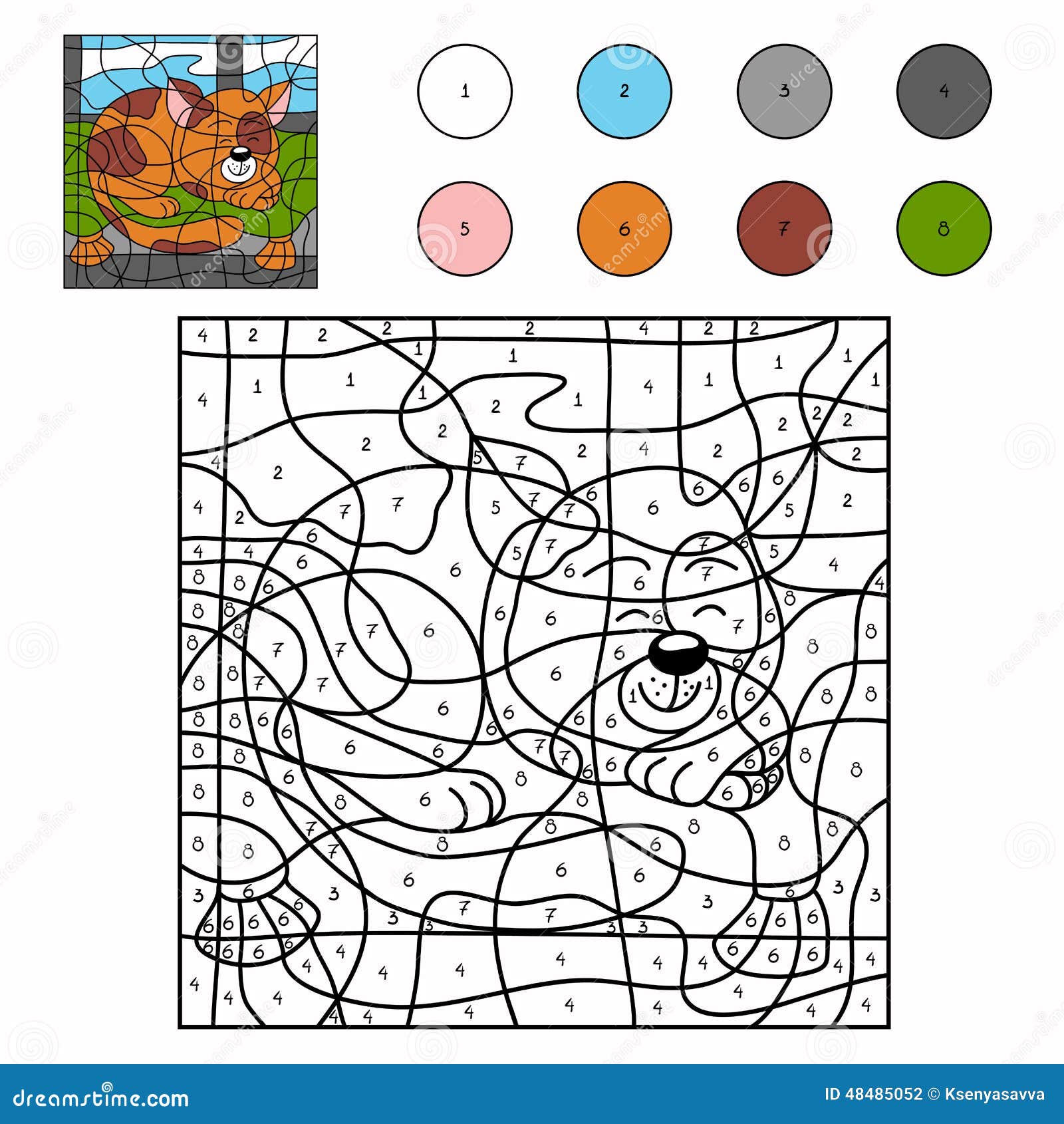 Color by number (cat) stock vector. Illustration of paint - 48485052