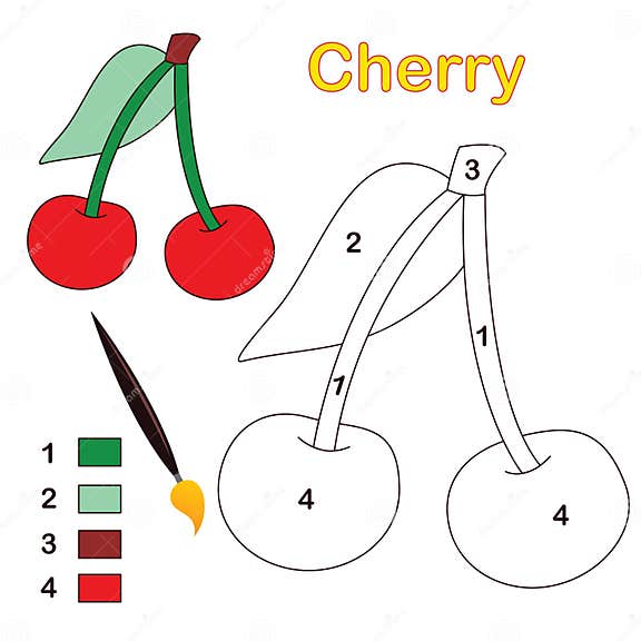 Color by number: cherry stock vector. Illustration of learning - 23741633
