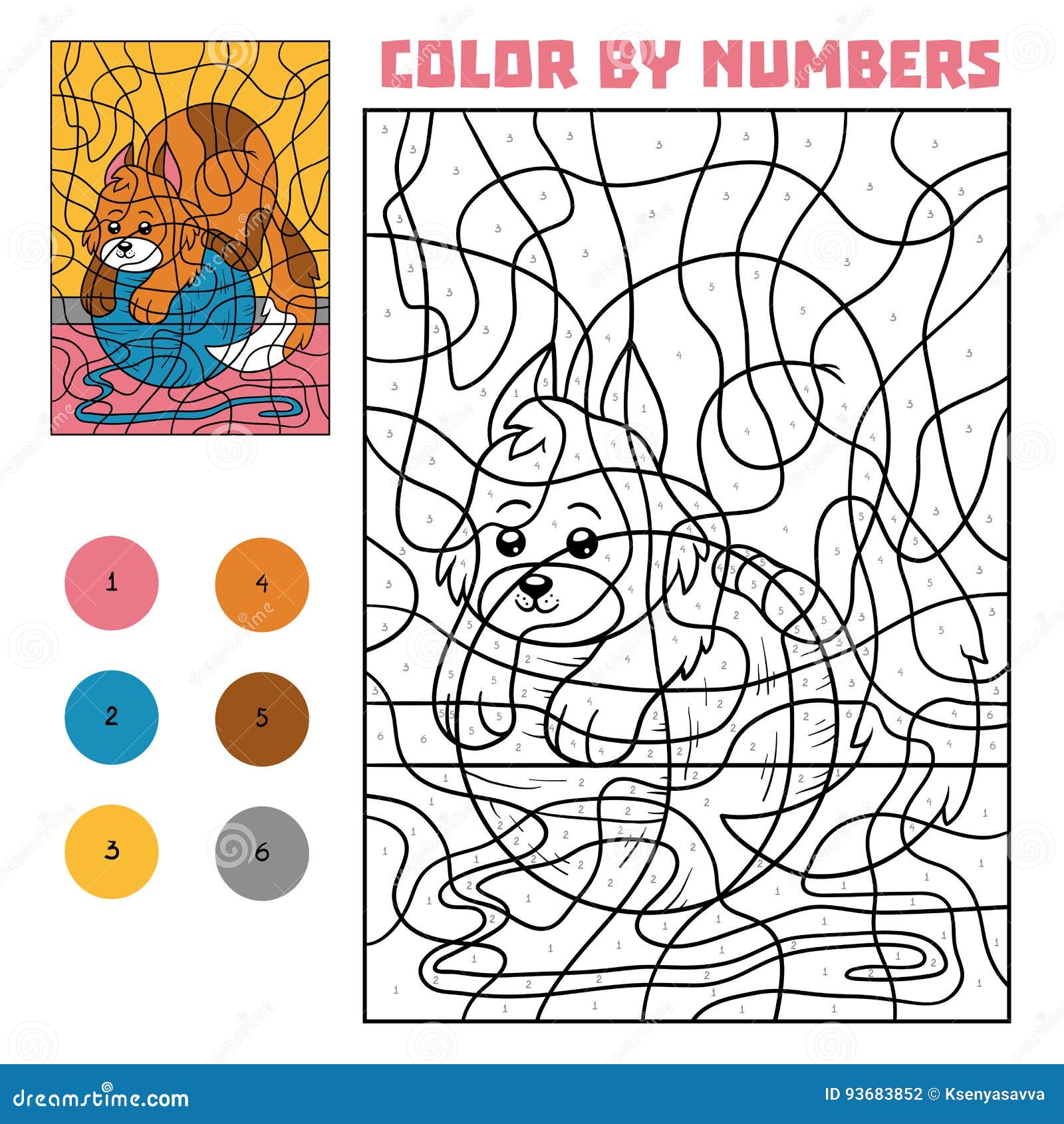 Color by Number for Children, Cat Stock Vector - Illustration of ...