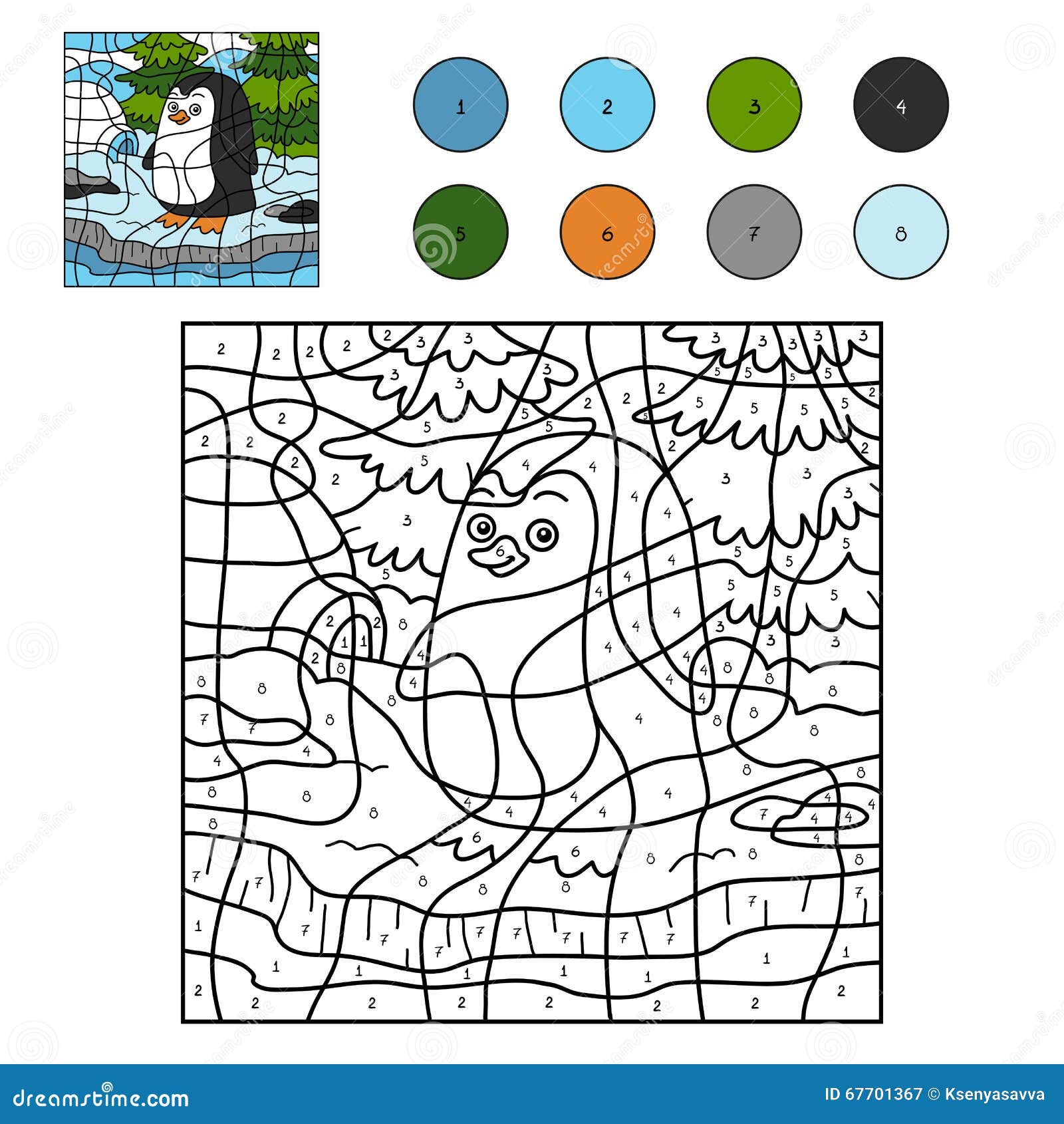 Color The Penguin Bird Drawing Illustration. Coloring Book For Kids ...