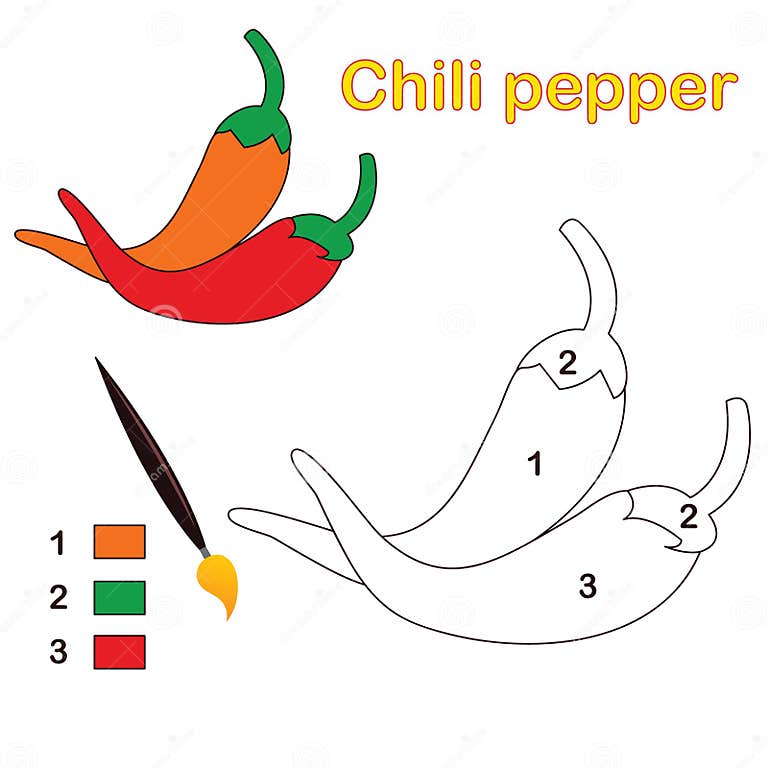 Color by Number: Chili Pepper Stock Vector - Illustration of education ...