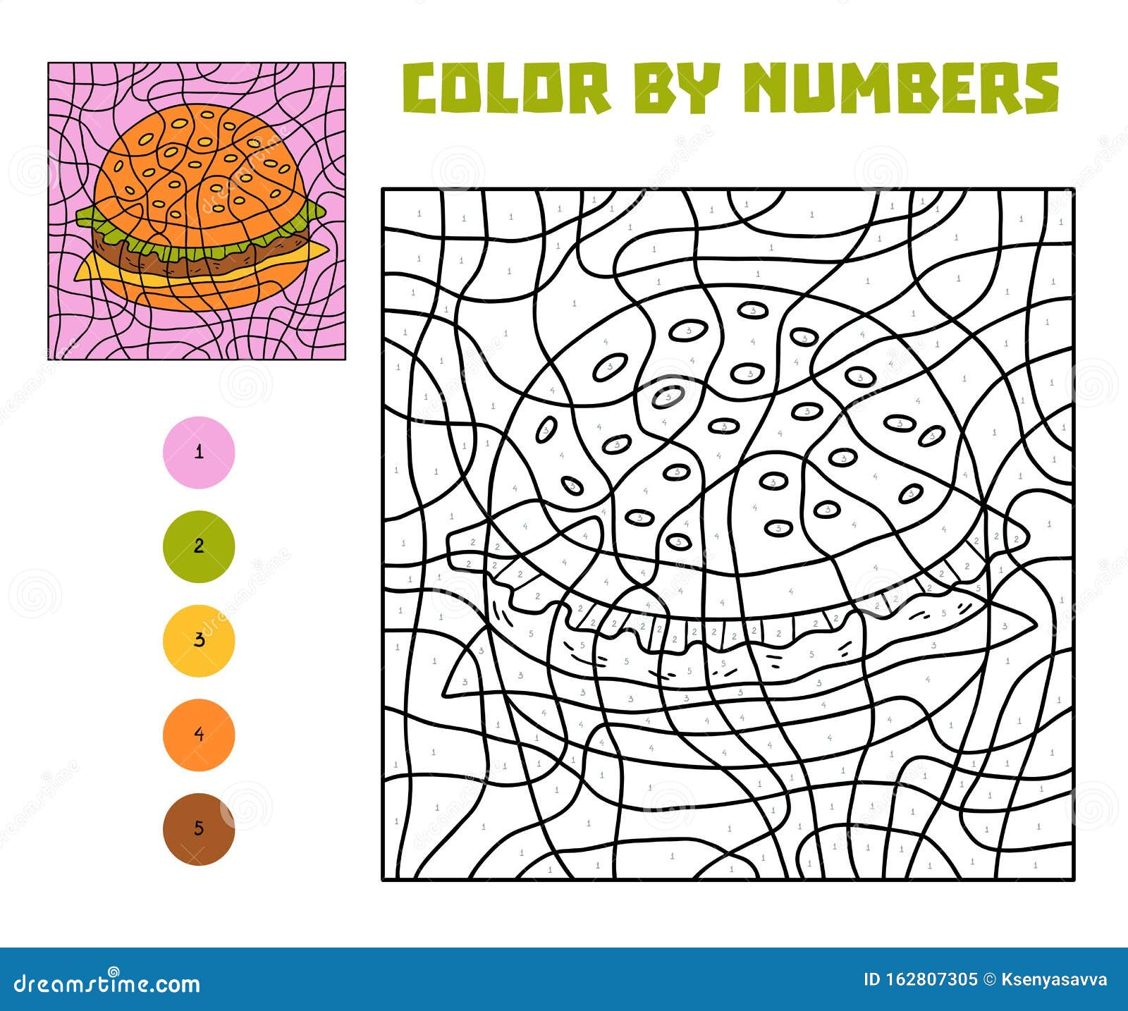Color by Number, Education Game, Burger Stock Vector - Illustration of ...