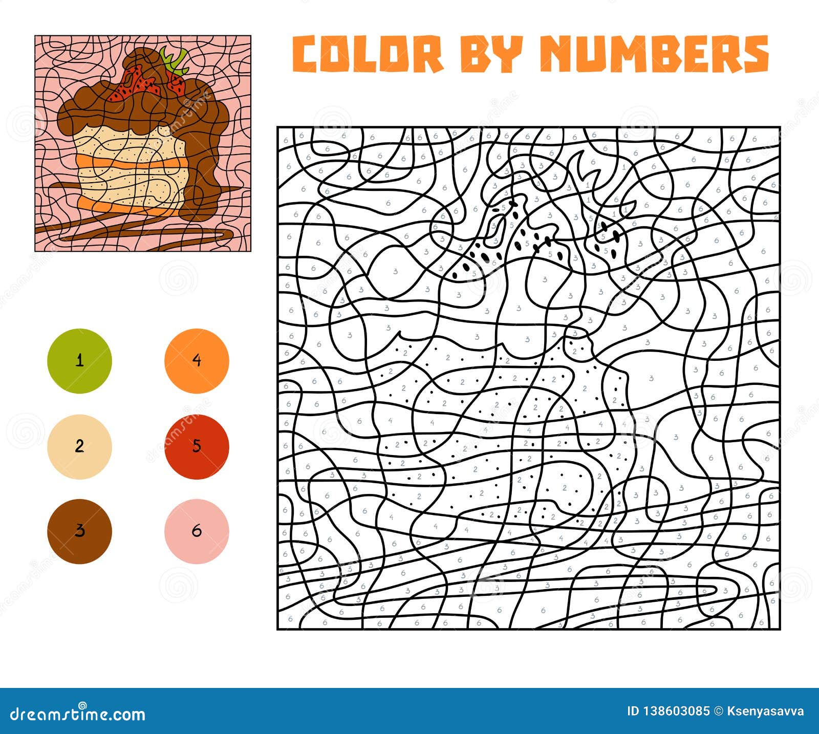 Color by Number, Education Game, Cake Stock Vector - Illustration of ...