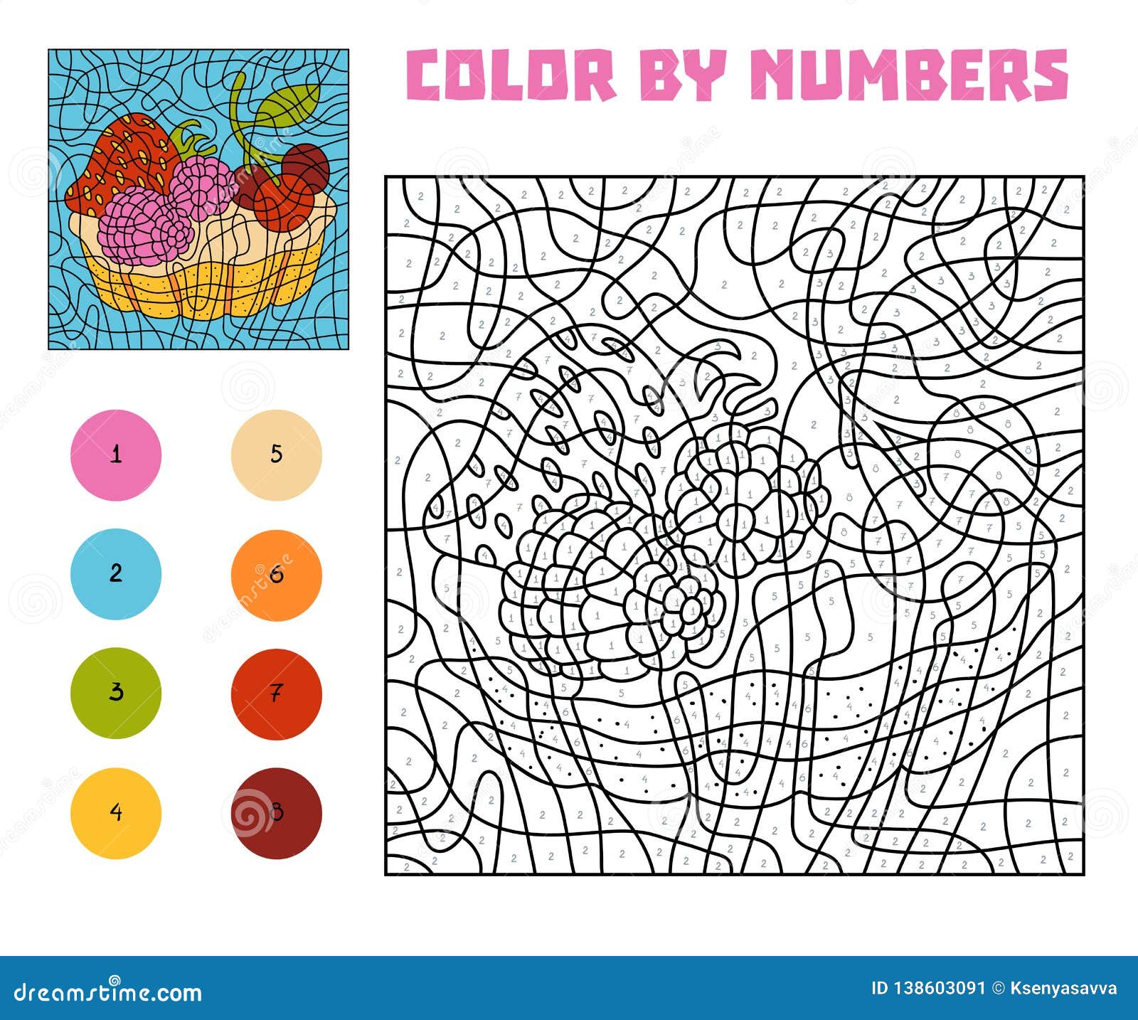 Color by Number, Game for Children, Cake Stock Vector - Illustration of ...