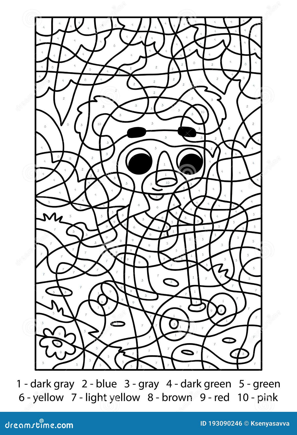 Color by Number, Koala on a Scooter Stock Vector - Illustration of area ...