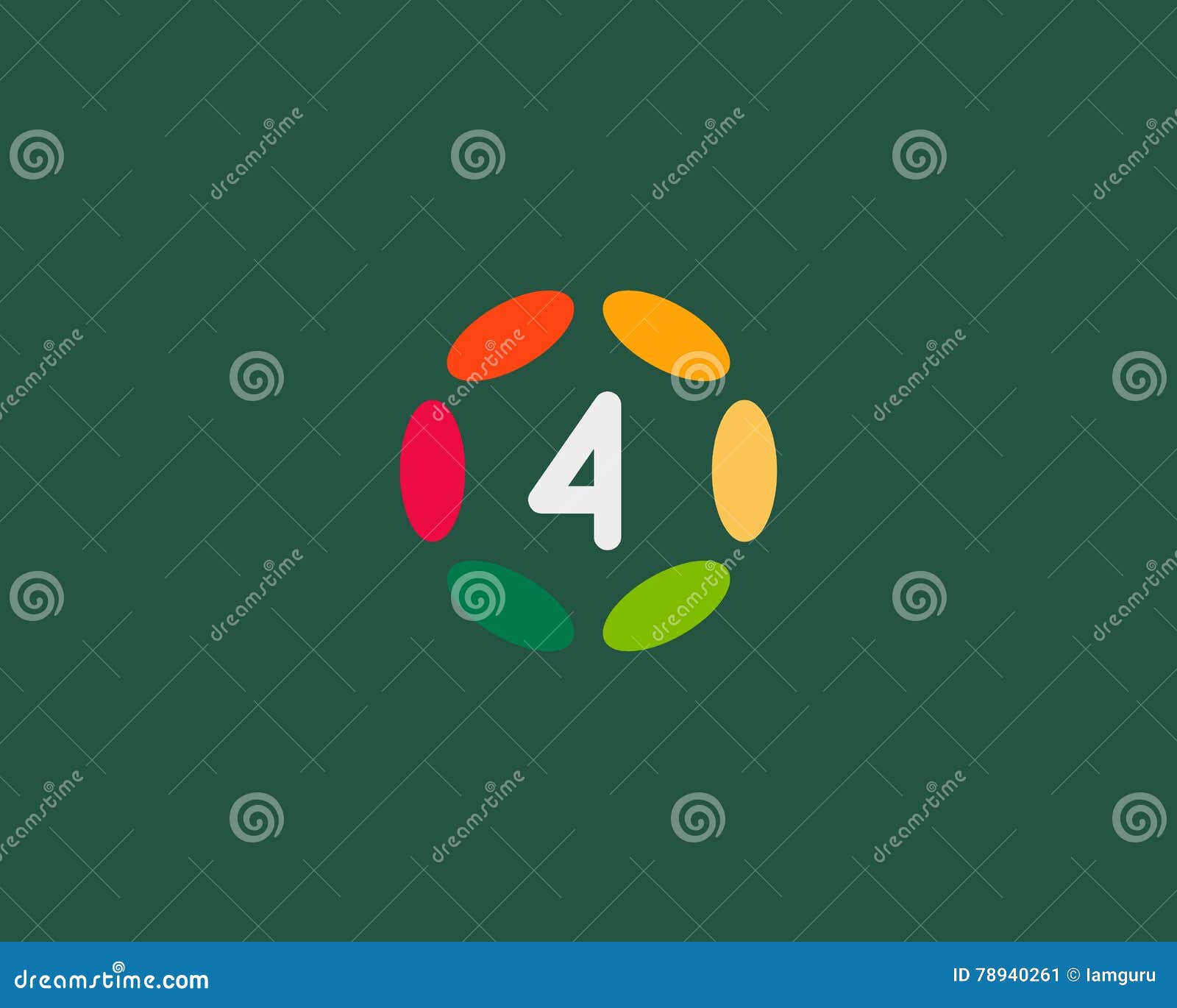 Color Number 4 Logo Icon Vector Design. Hub Frame Numeral Logotype ...