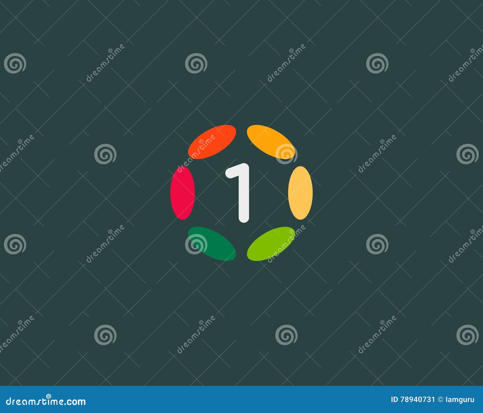 Color Number 1 Logo Icon Vector Design. Hub Frame Numeral Logotype ...