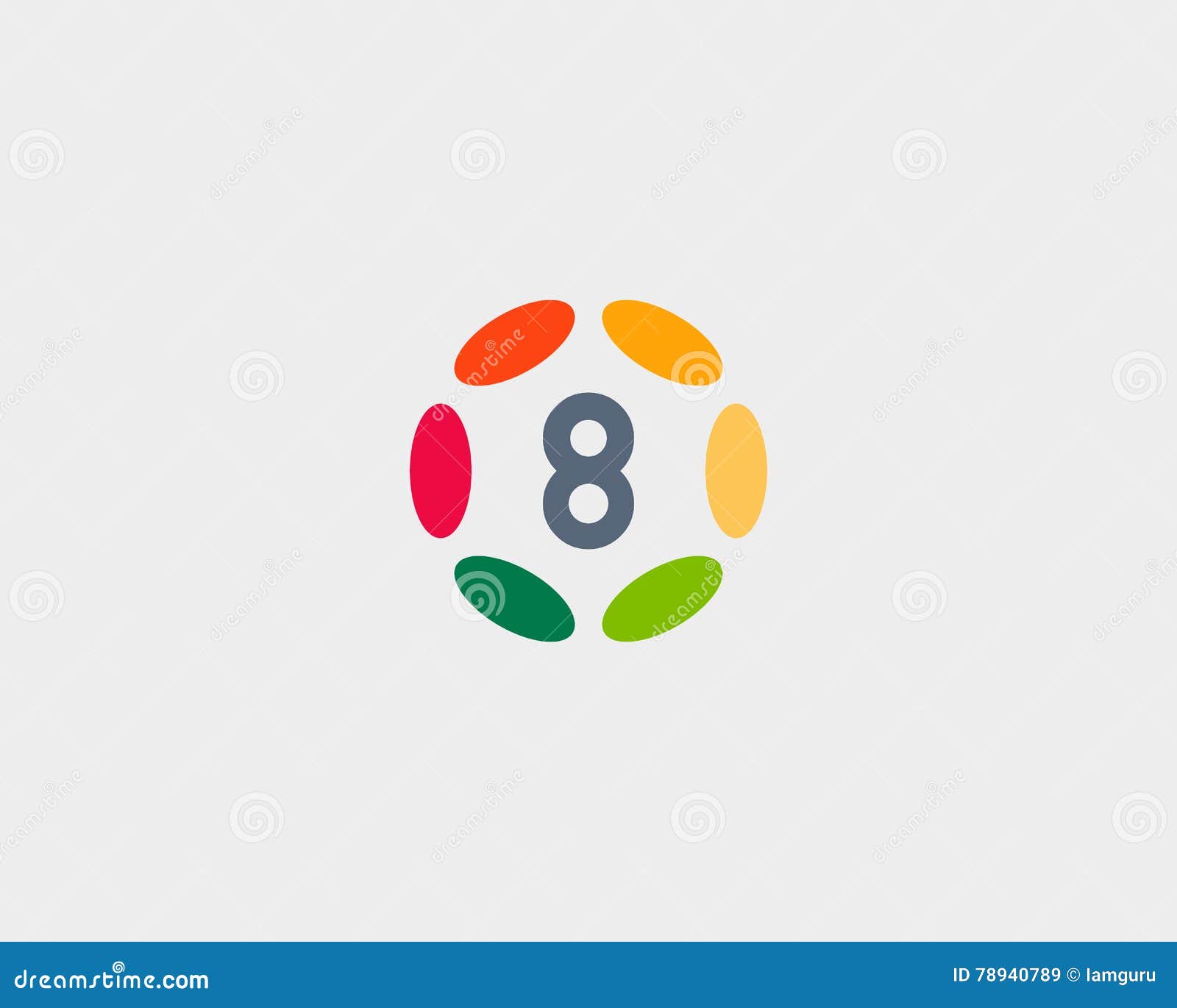 Color Number 8 Logo Icon Vector Design. Hub Frame Numeral Logotype ...