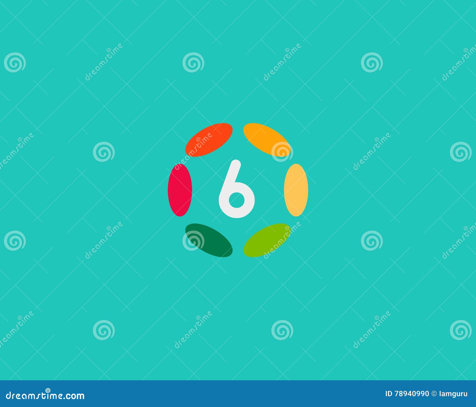 Color Number 6 Logo Icon Vector Design. Hub Frame Numeral Logotype ...