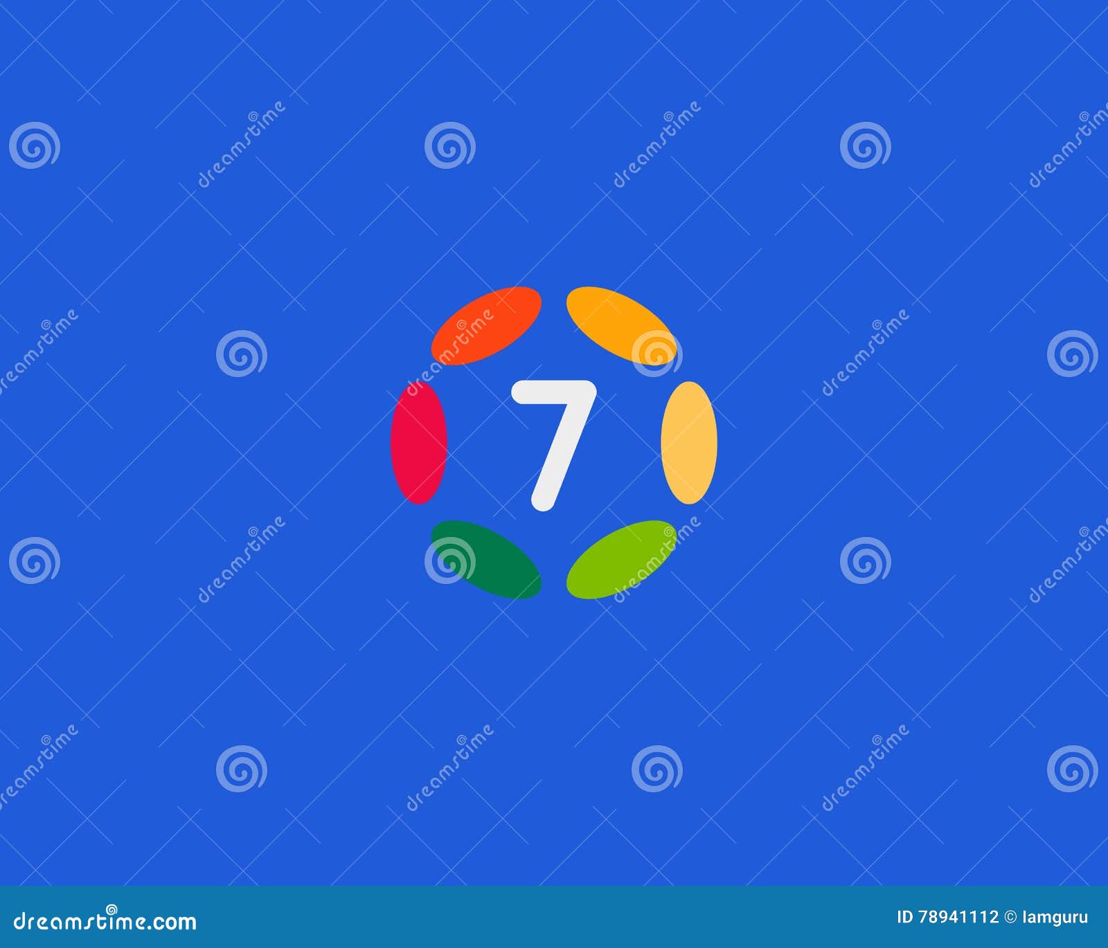 Color Number 7 Logo Icon Vector Design. Hub Frame Numeral Logotype ...
