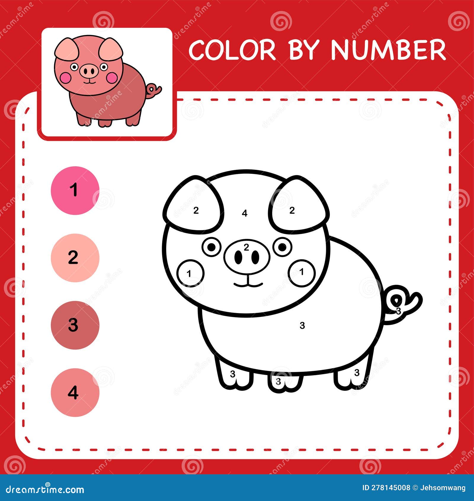 Color by Number Worksheet for Kids Learning Numbers by Coloring Stock ...