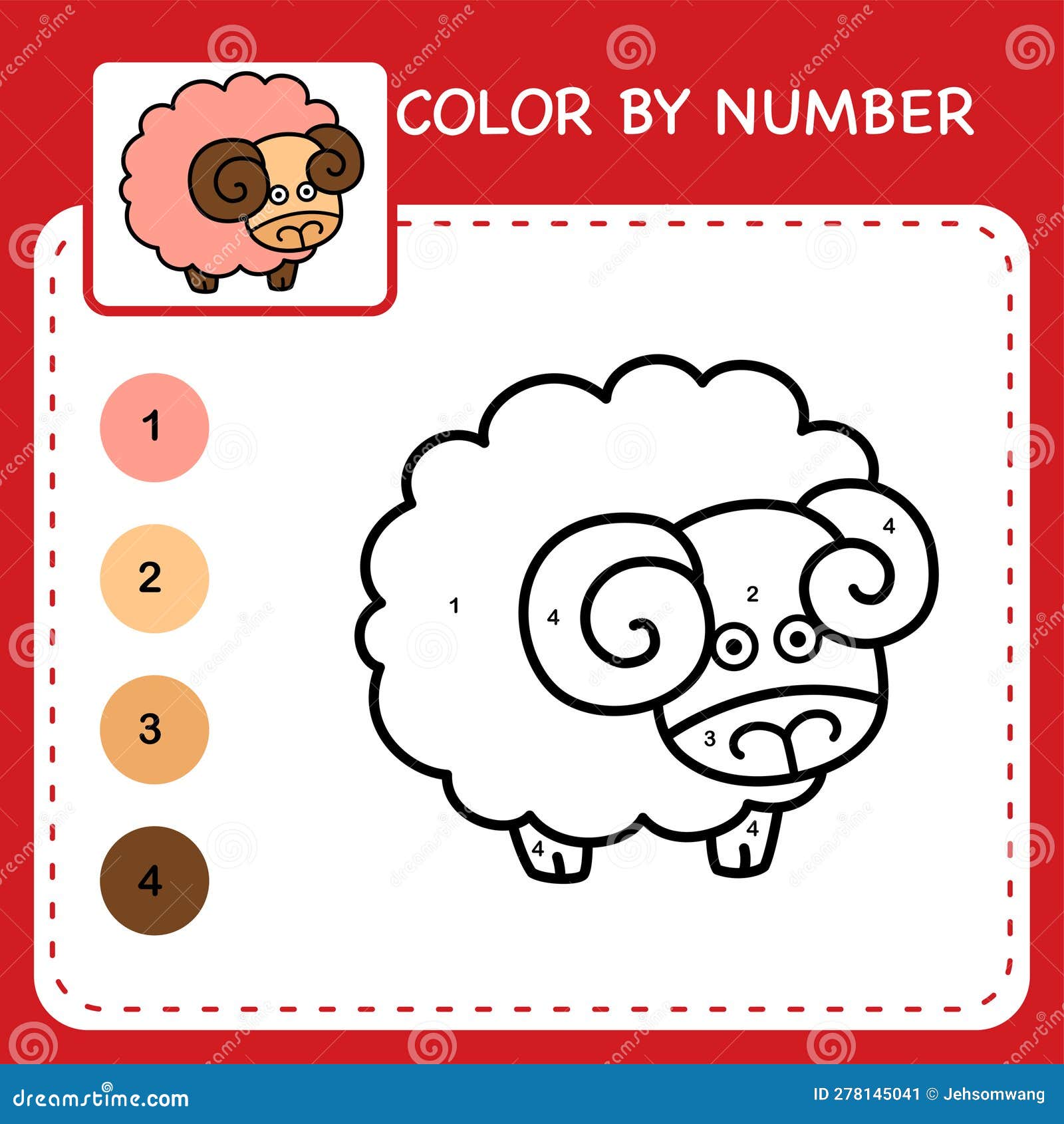 Color by Number Worksheet for Kids Learning Numbers by Coloring Stock ...