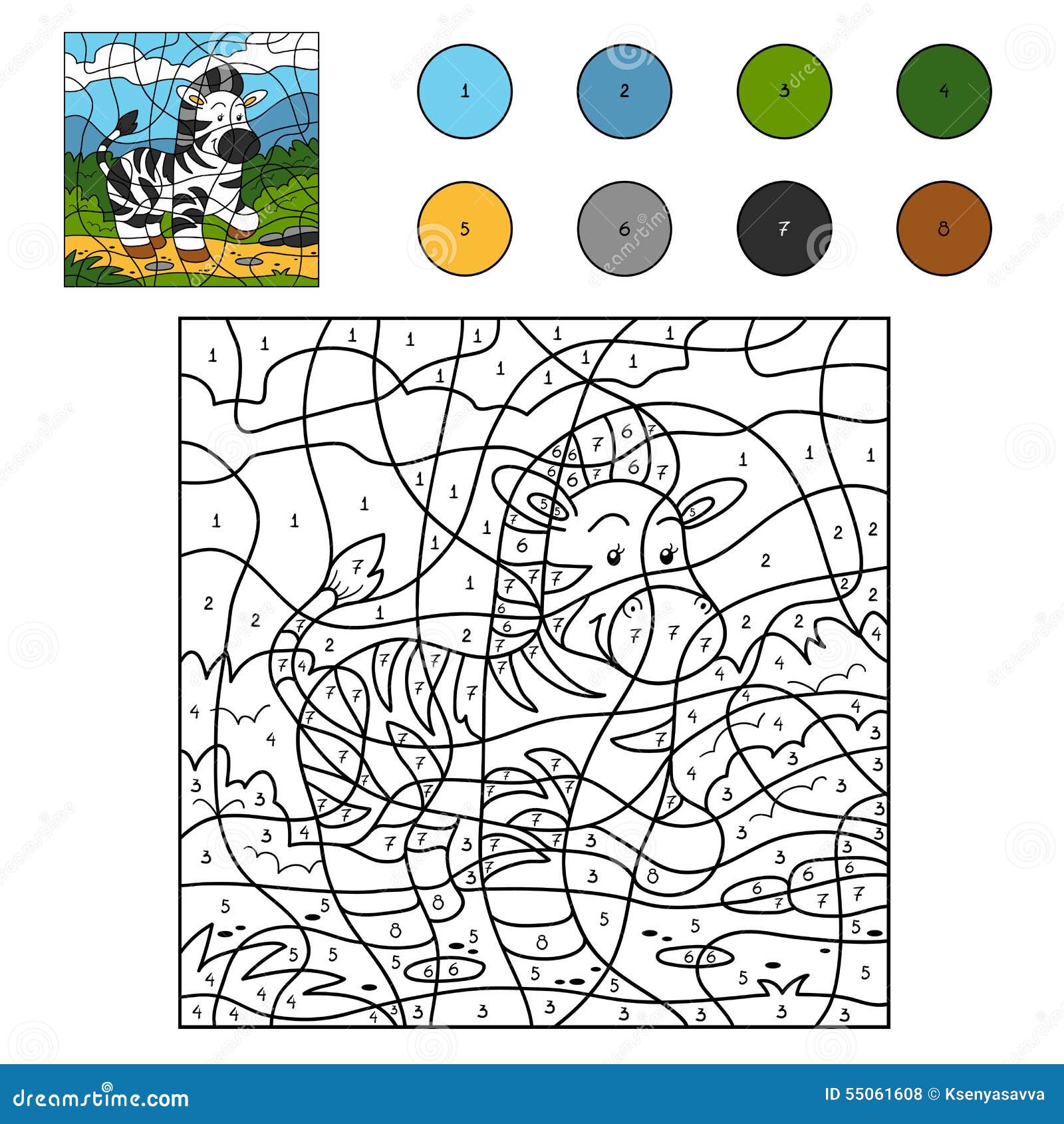 Color By Number Zebra Stock Illustration Download Image Paint By
