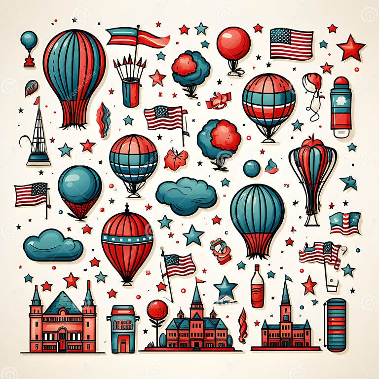 Color Objects on the Independence Day Theme Stock Illustration ...