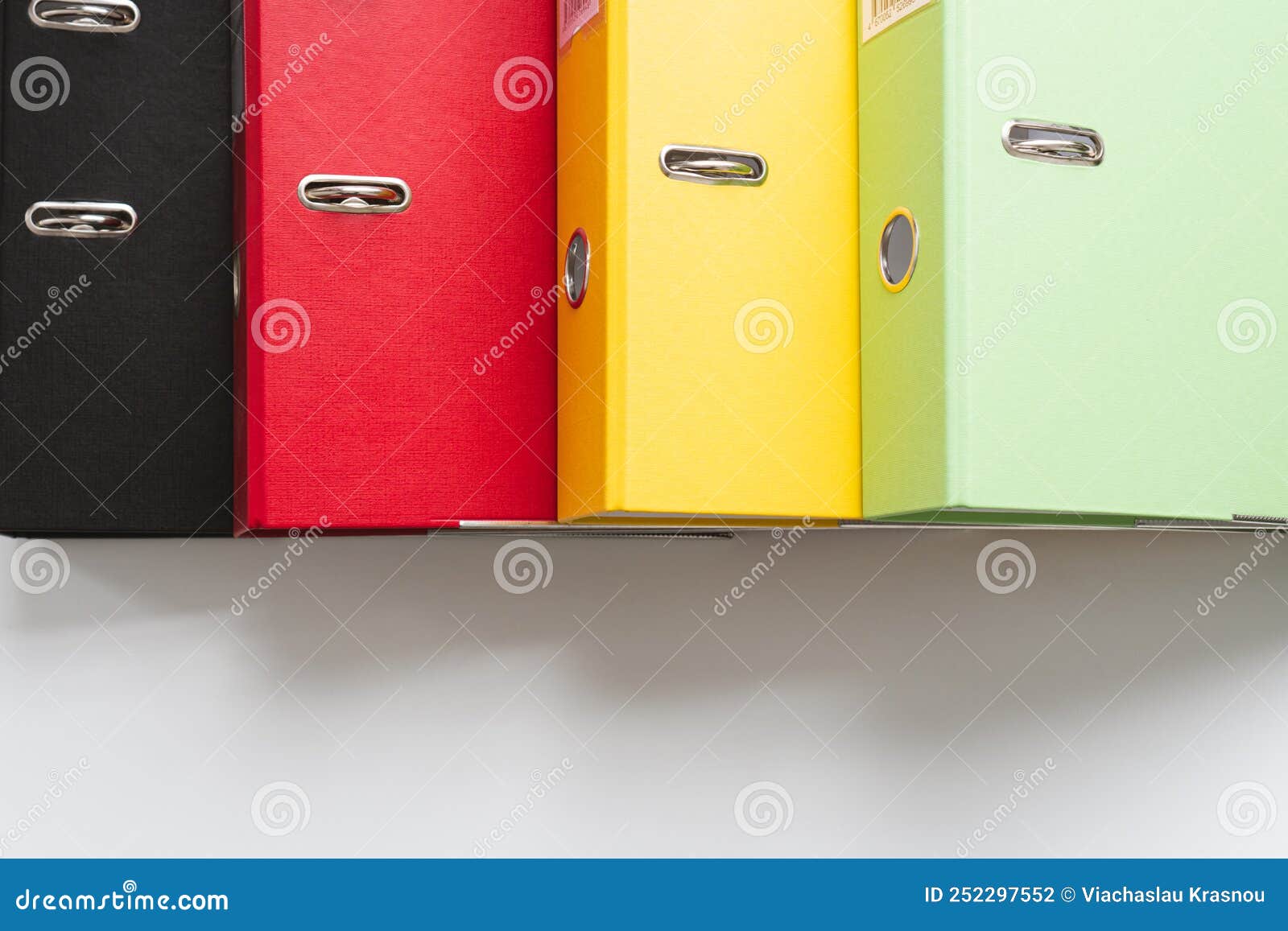 Color Office Document Folders Isolated on White Background. Top View ...