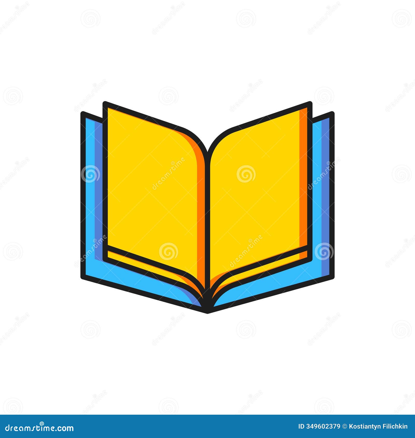 Color Open Book Icon Isolated on White Background. Flat Filled Outline ...