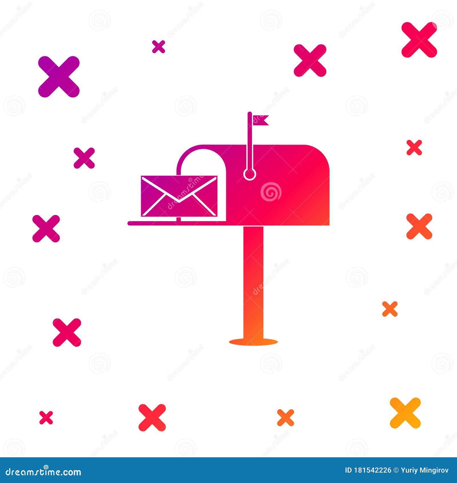 Color Open Mail Box with an Envelope Icon Isolated on White Background ...