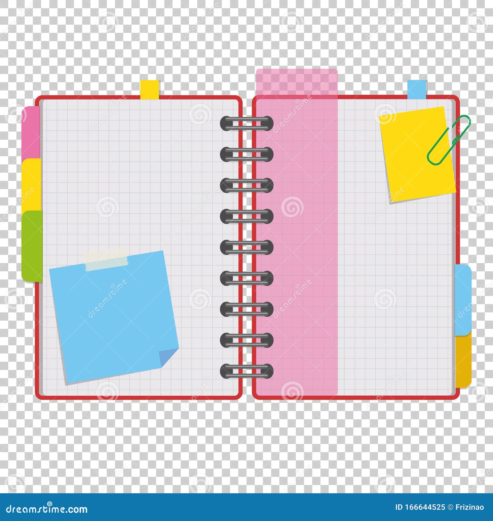 Color Open Notepad on Rings with Blank Sheets and Bookmarks between ...