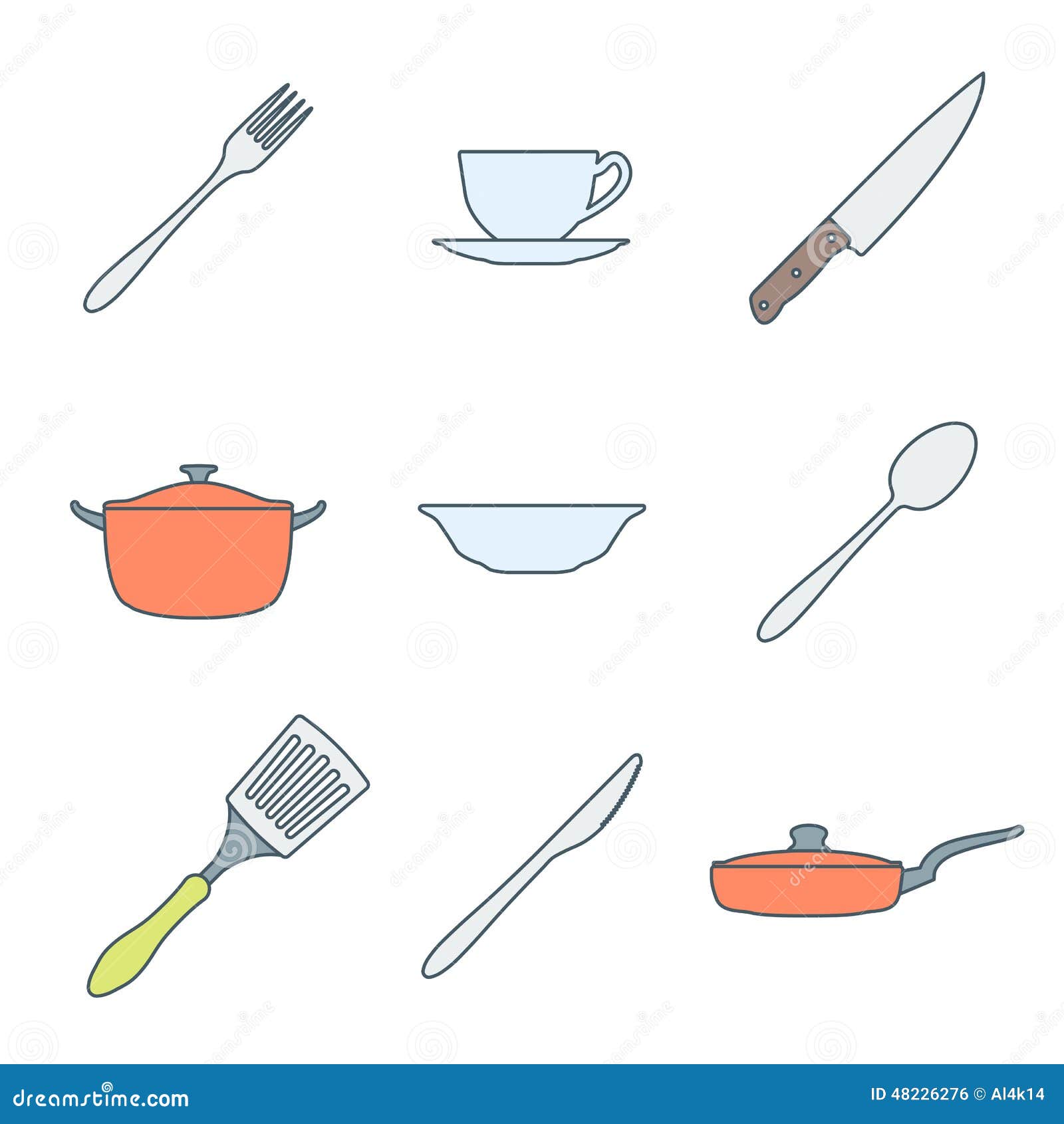 Dinnerware Icons, Signs, Outline Symbols, Concept Linear Illustration ...