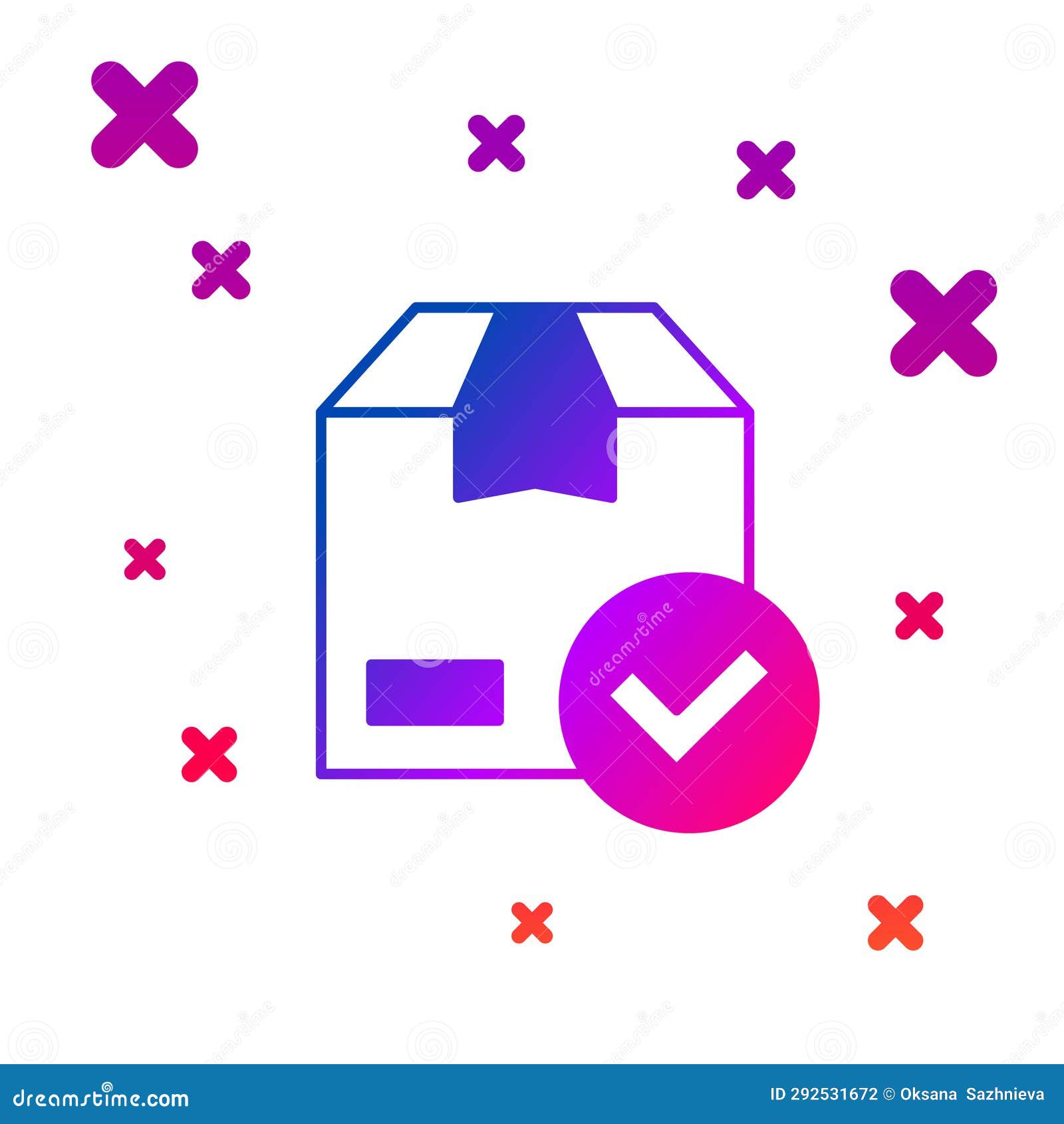 Color Package Box with Check Mark Icon Isolated on White Background ...