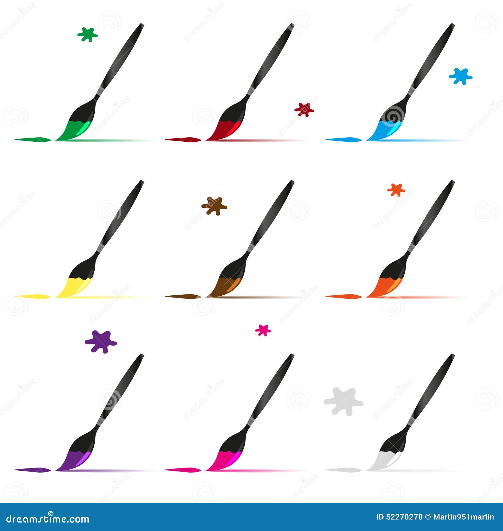Color Paint Brush and Paint Vector Icons Set Stock Vector ...