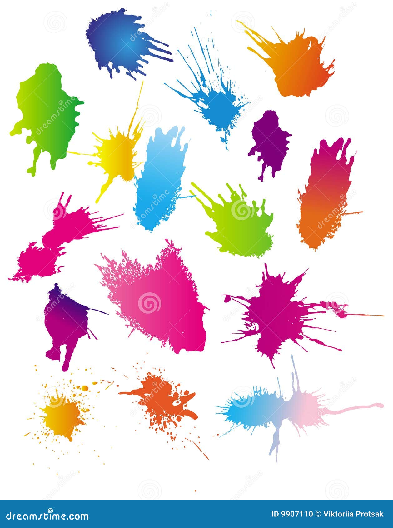 Color paint splashes stock vector. Illustration of rainbow - 9907110
