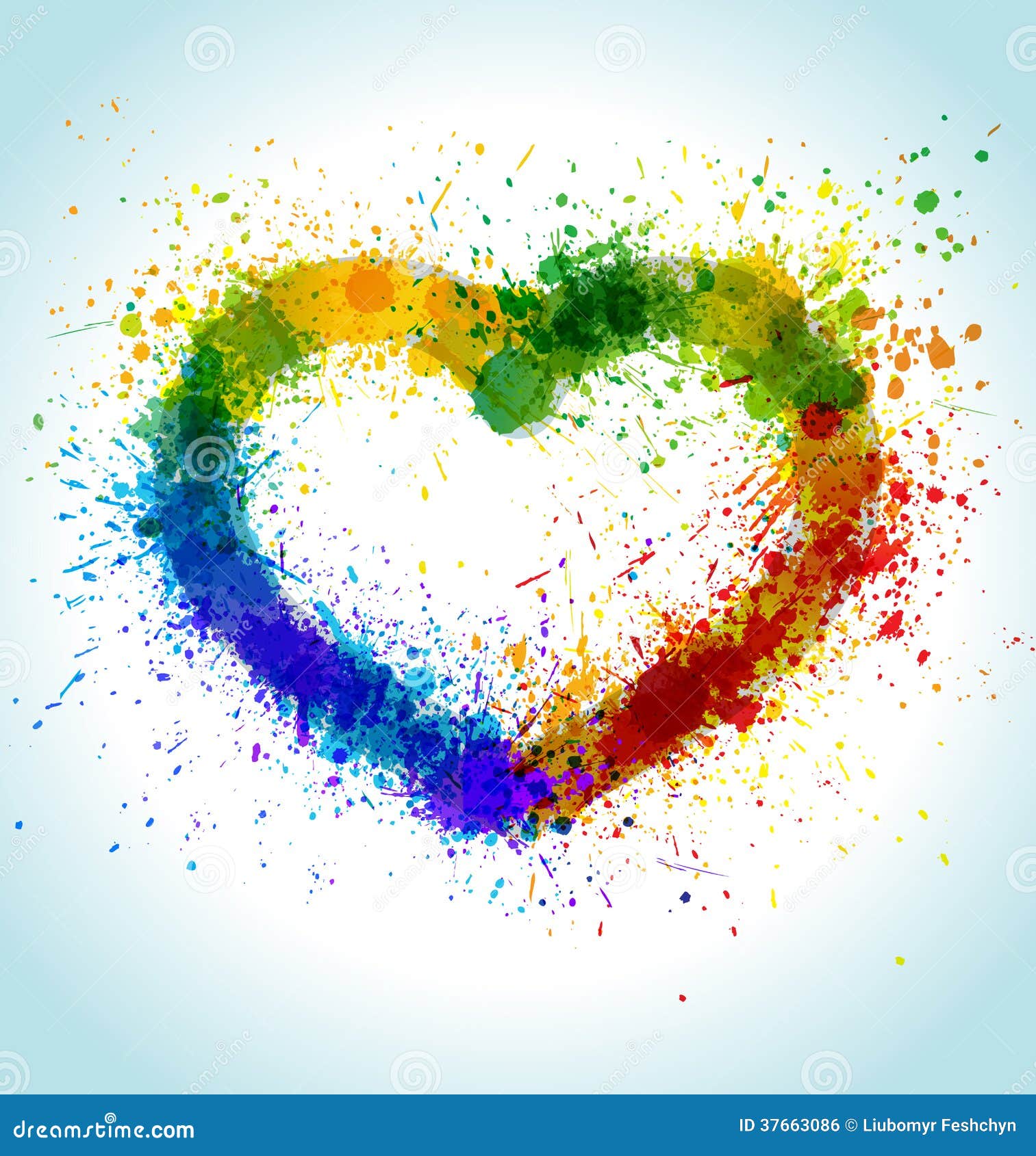 Color Paint Splashes Heart Background Stock Illustration - Illustration ...