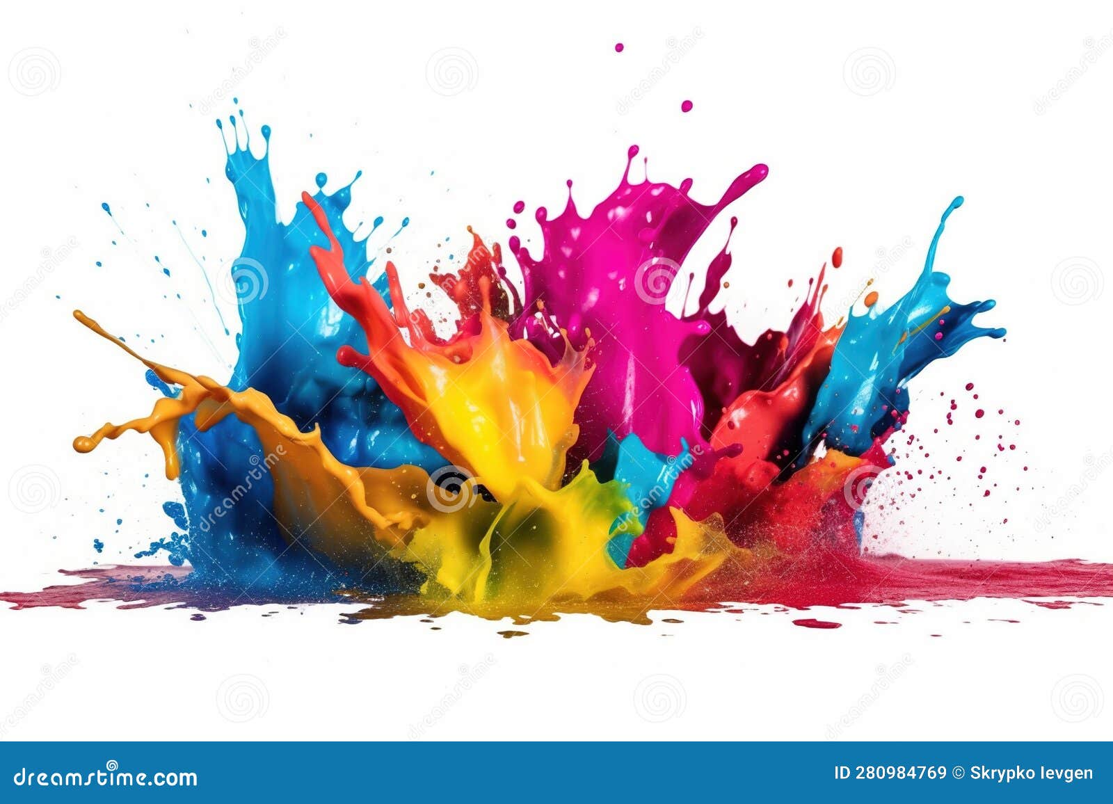 Color Paint Splashes Isolated on a White Stock Illustration ...