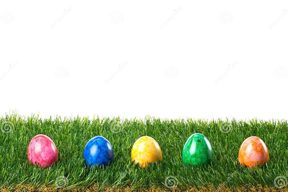 Colorful Easter Eggs in Grass Stock Photo - Image of isolated, yellow ...