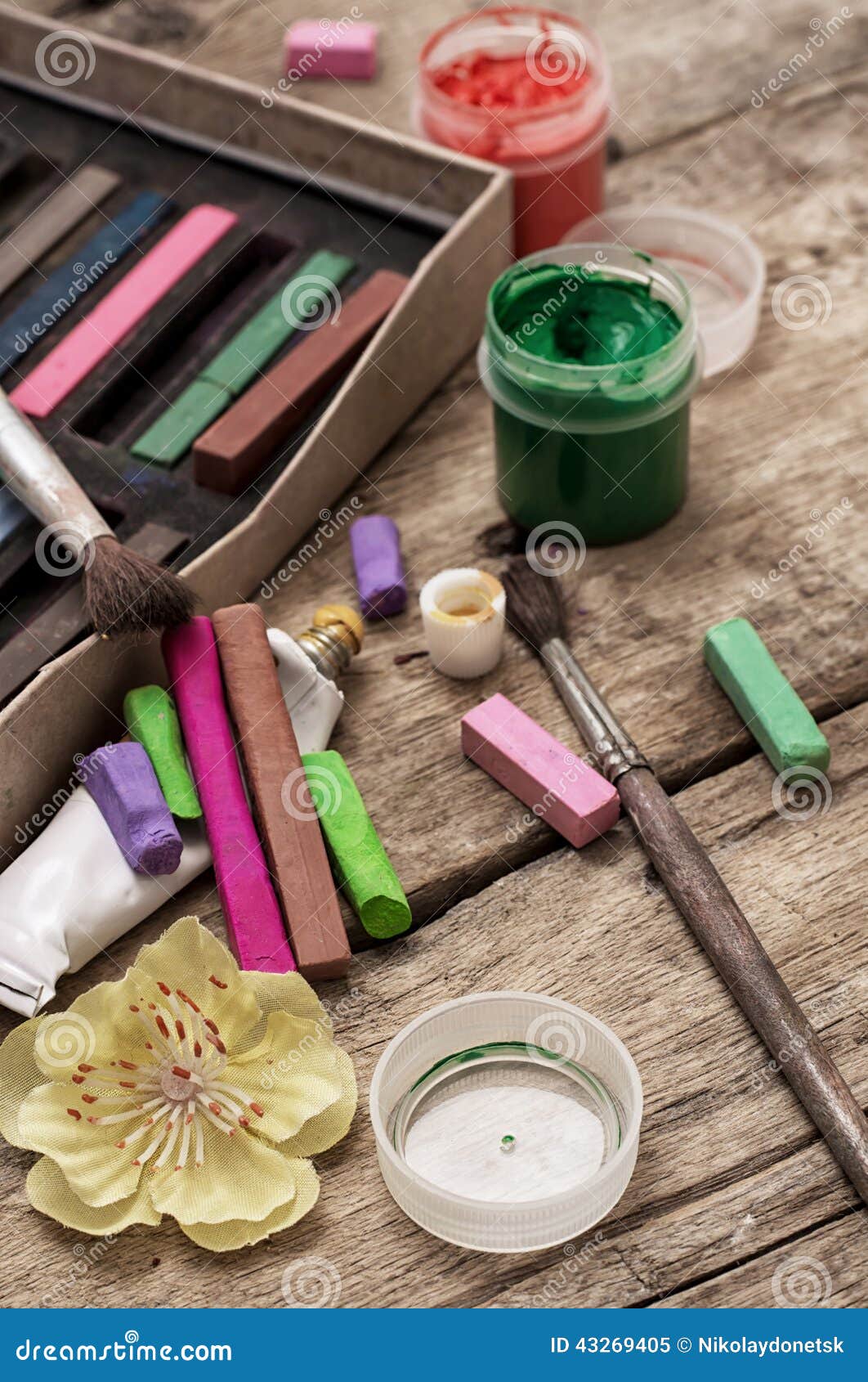 Color paints in old style stock image. Image of paintbrush - 43269405