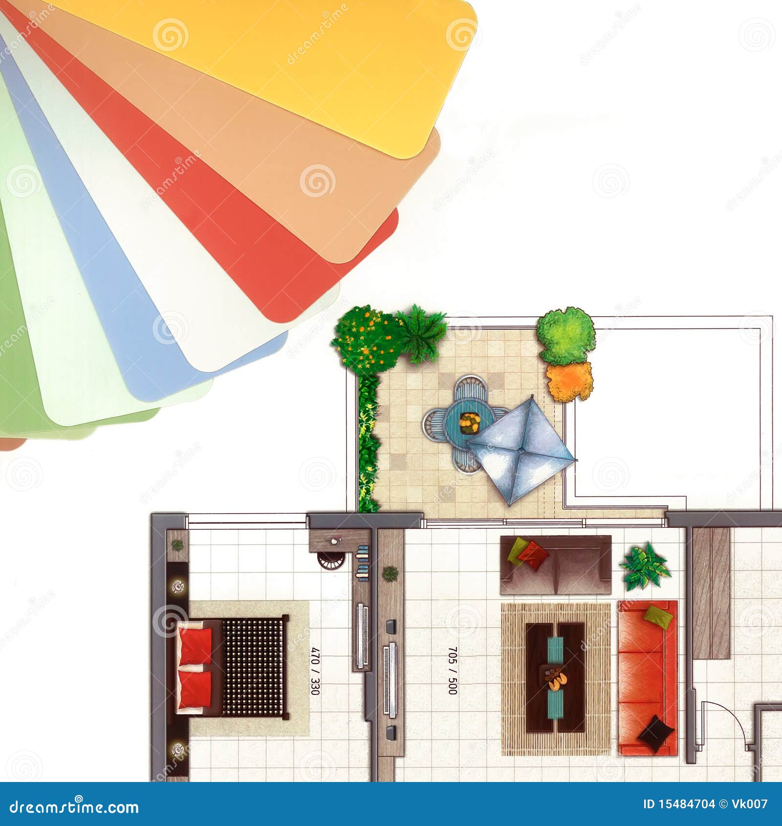 Color Palette with an Apartment Plan Stock Photo - Image of painter ...