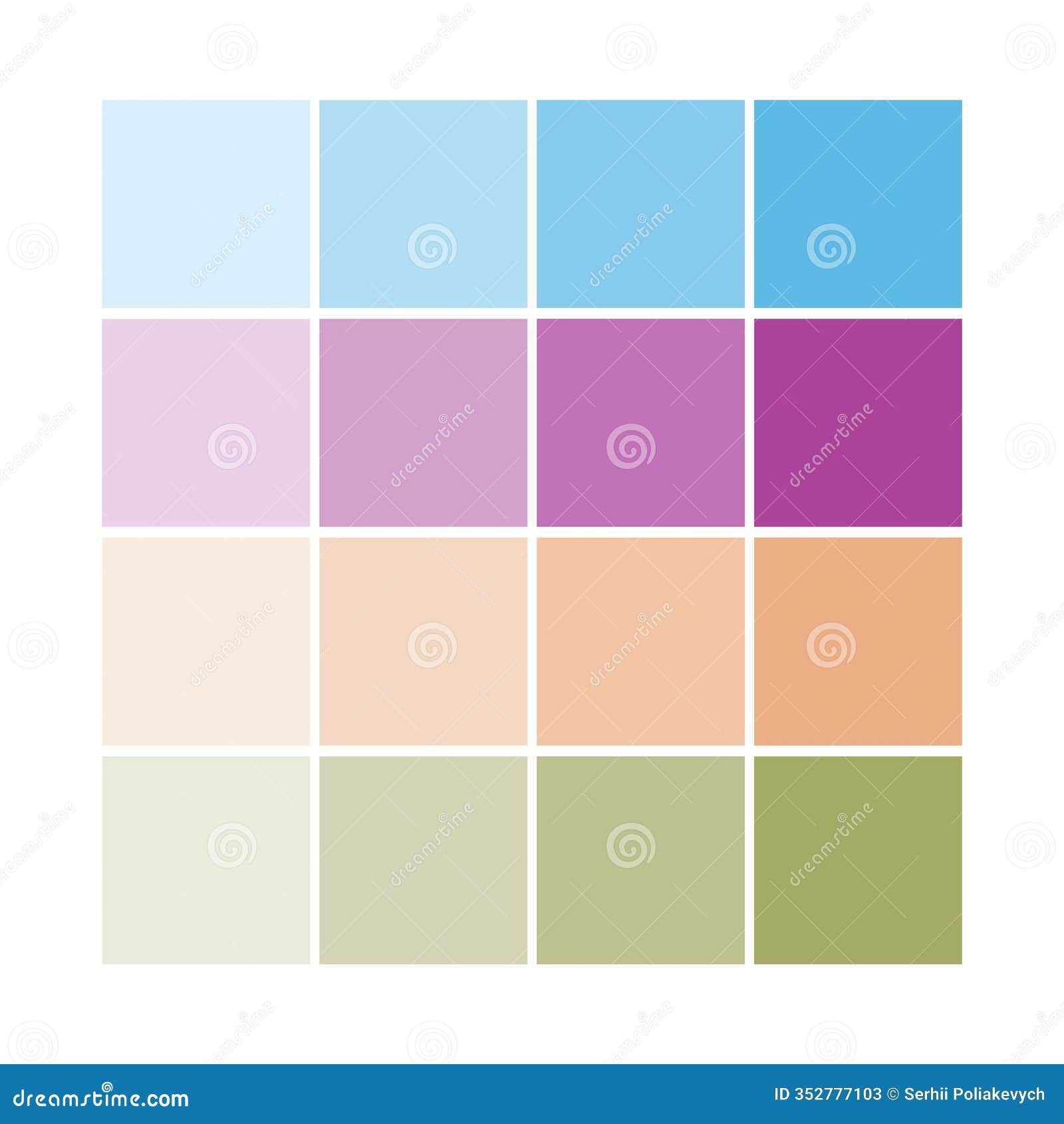 Color Palette Blocks. Gradient Tone Squares. Multicolor Palette Design ...