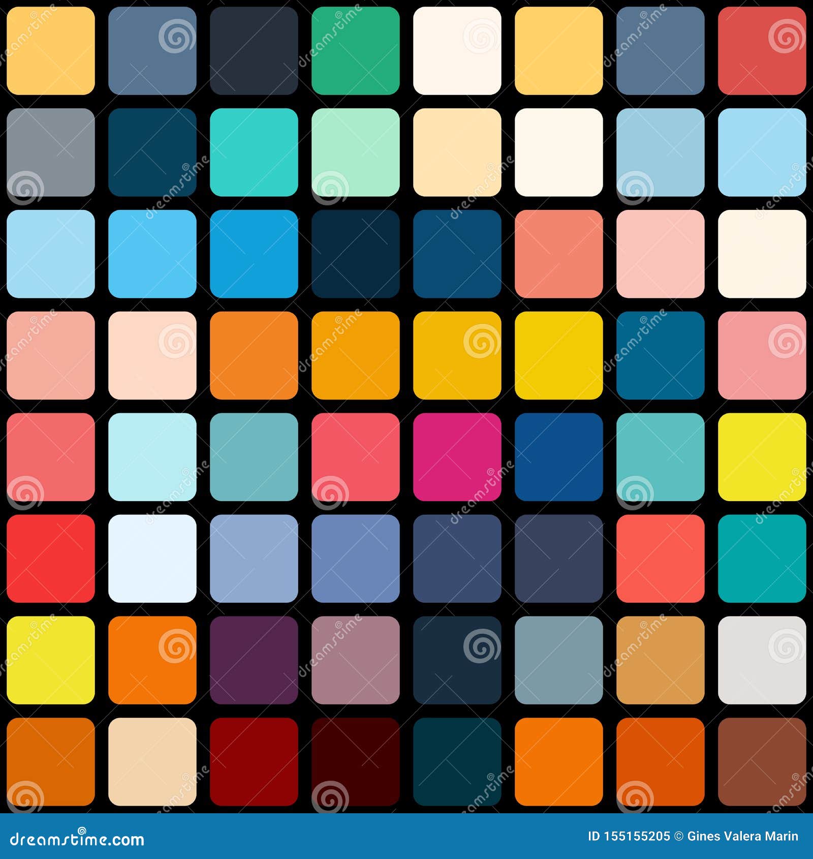 Color Palette in Bright Colors Over Black Background. Seamless Stock ...