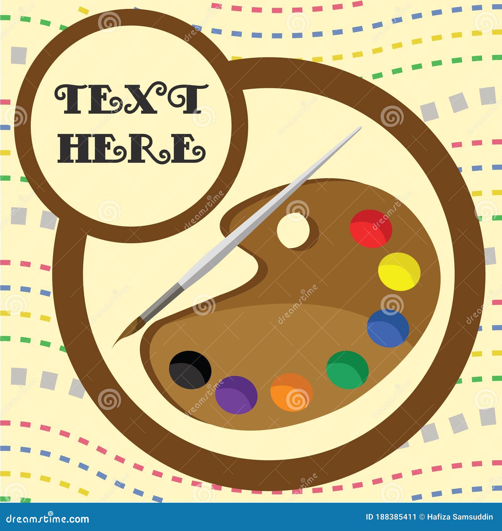 Color Palette with Brush on Patterned Background. Vector Illustration ...