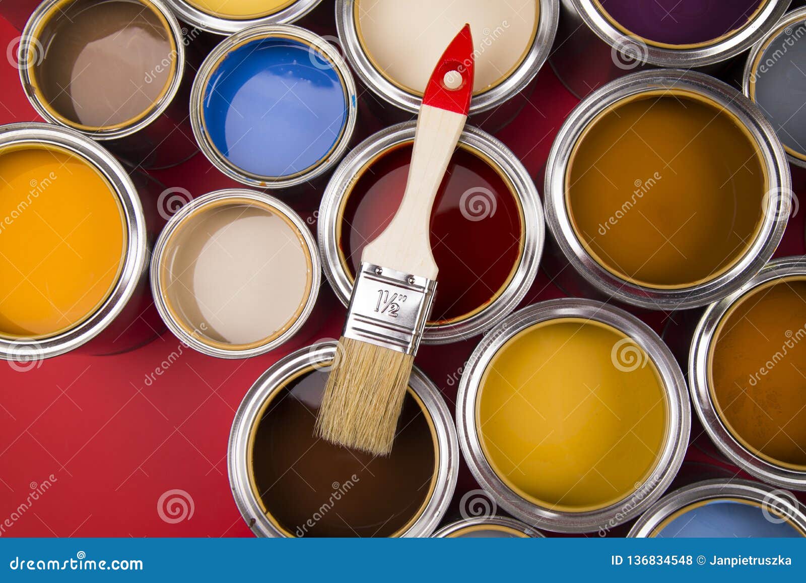Color Palette, Can, Red Background Stock Photo - Image of frame ...