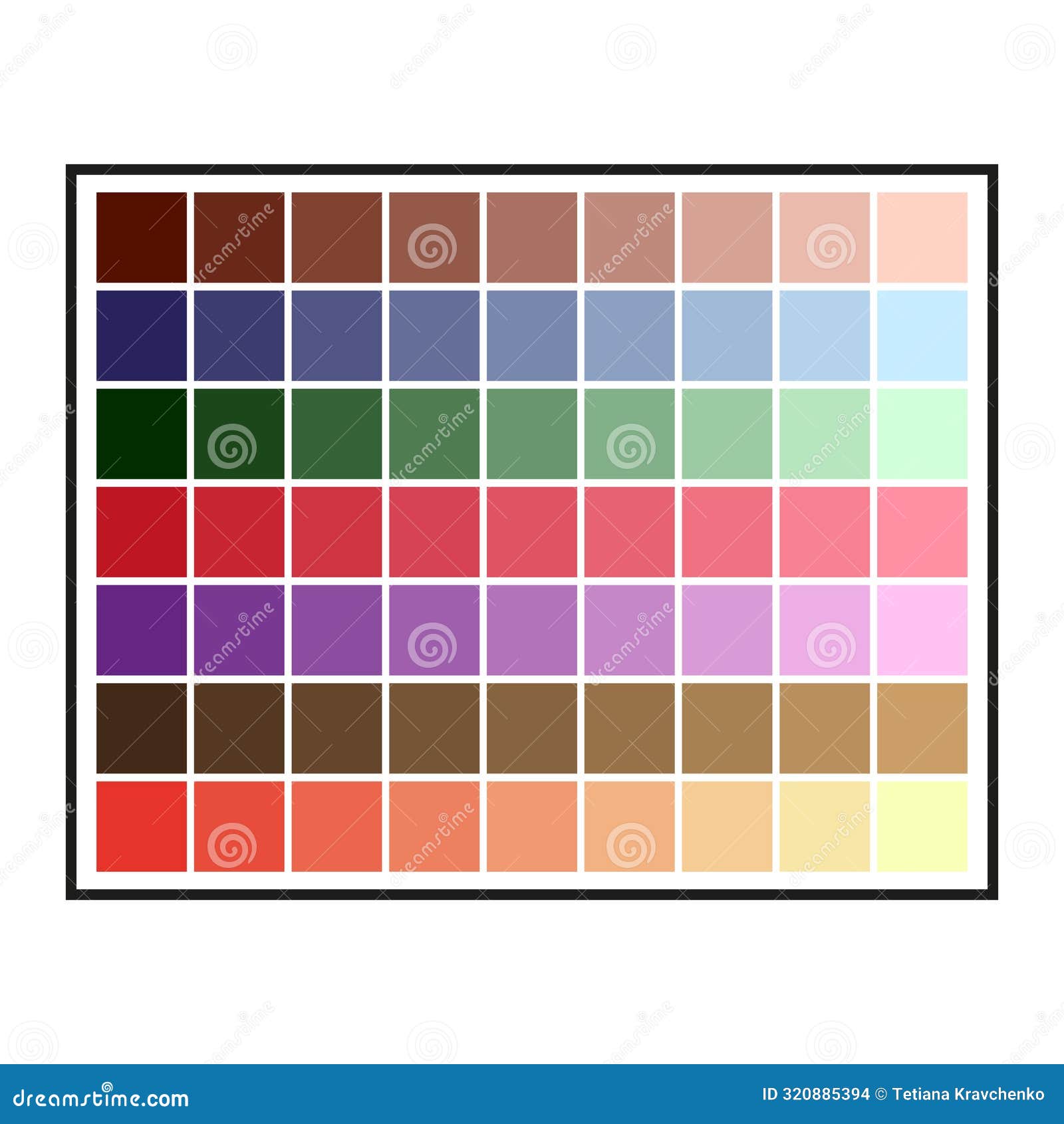 Color Palette Grid. Assorted Shades. Rectangular Swatches. Design Tool ...