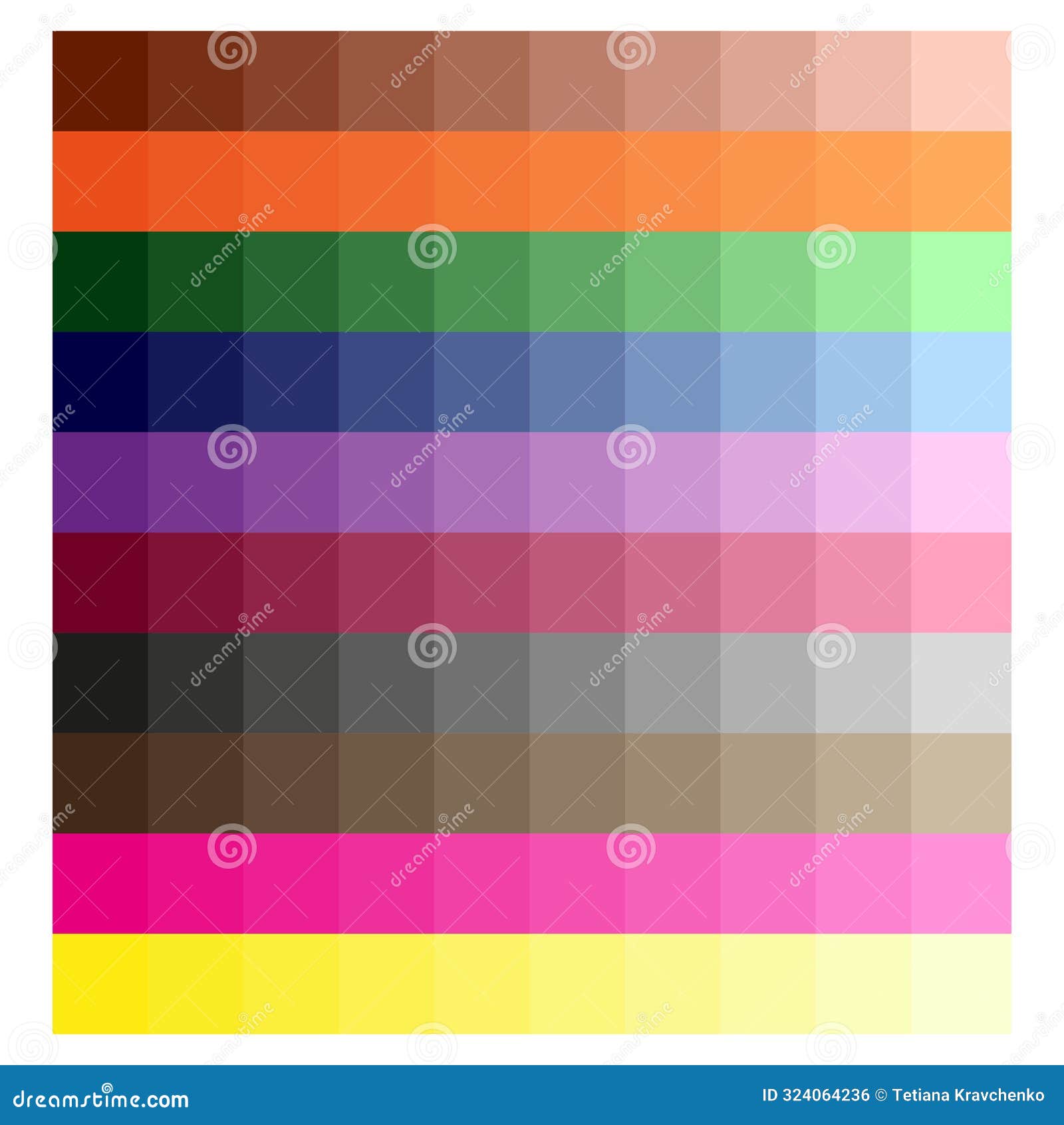 Color Palette Grid. Multicolor Gradient Blocks. Rainbow Spectrum Chart ...