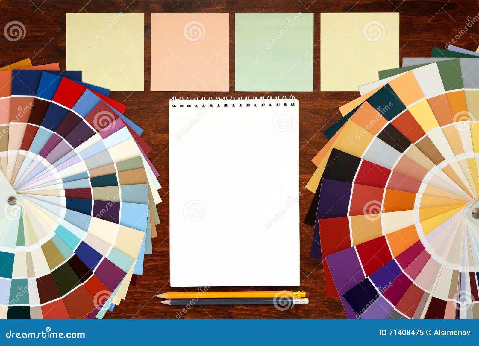 Color Palette Guide on the Wooden Background and Notepad. Mockup ...