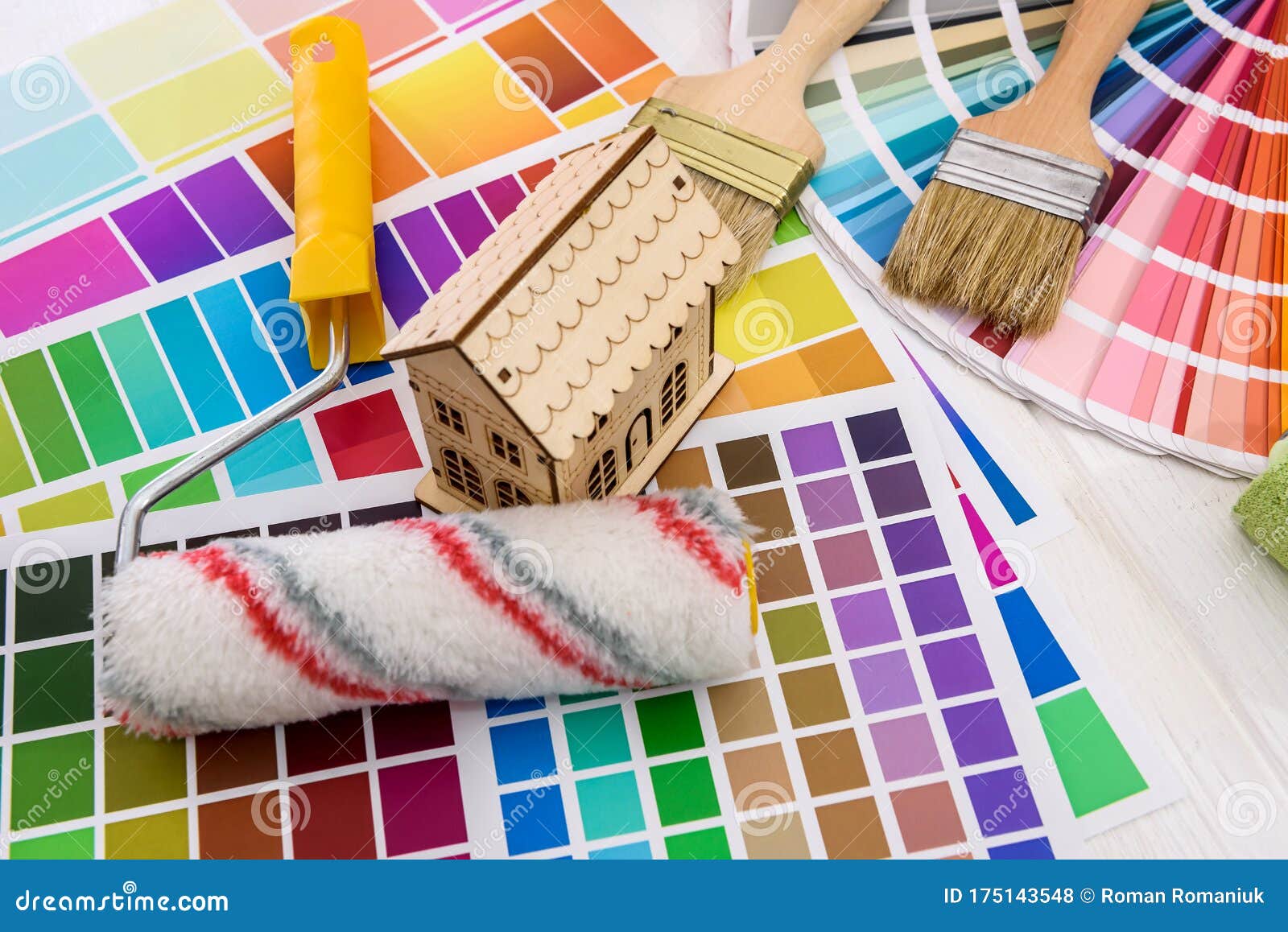 Color Palette with Painting Tools Close Up Stock Photo - Image of tool ...
