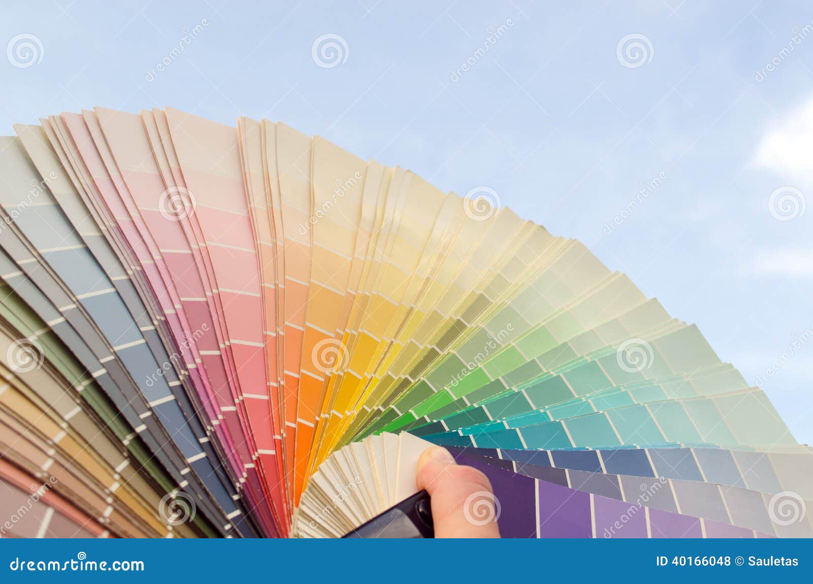 Color Palette Samples on Blue Sky Background Stock Photo - Image of ...