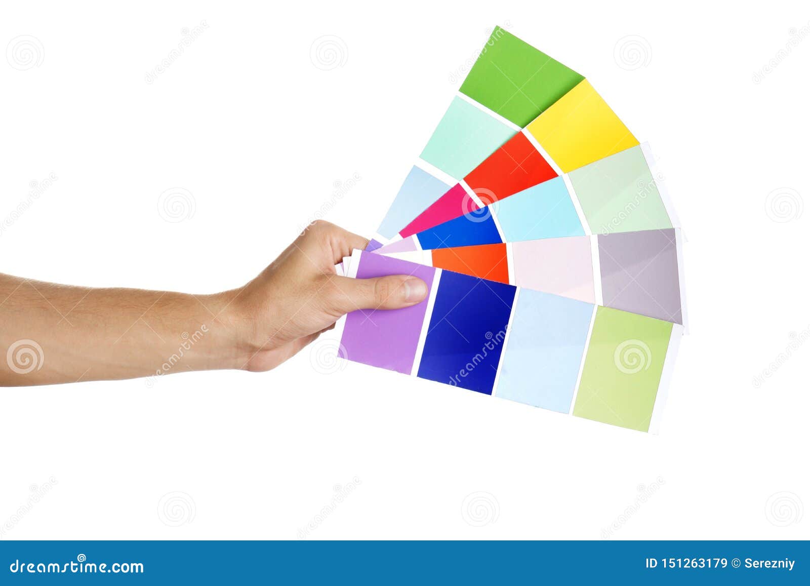 Color Palette Samples in Male Hand Isolated on White Stock Image ...