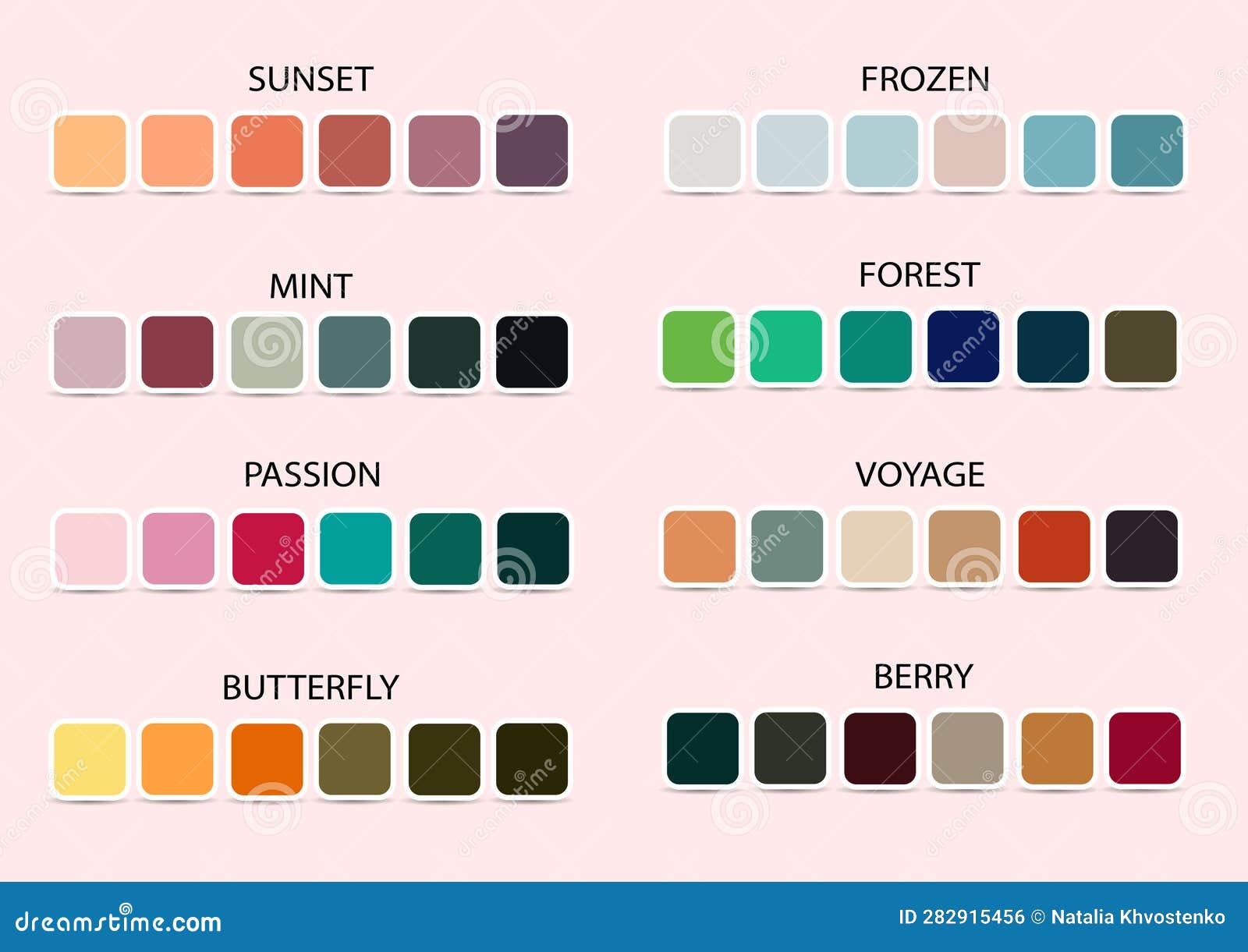 Multi-colored Palette of Actual Shades on a Pink Background Stock ...